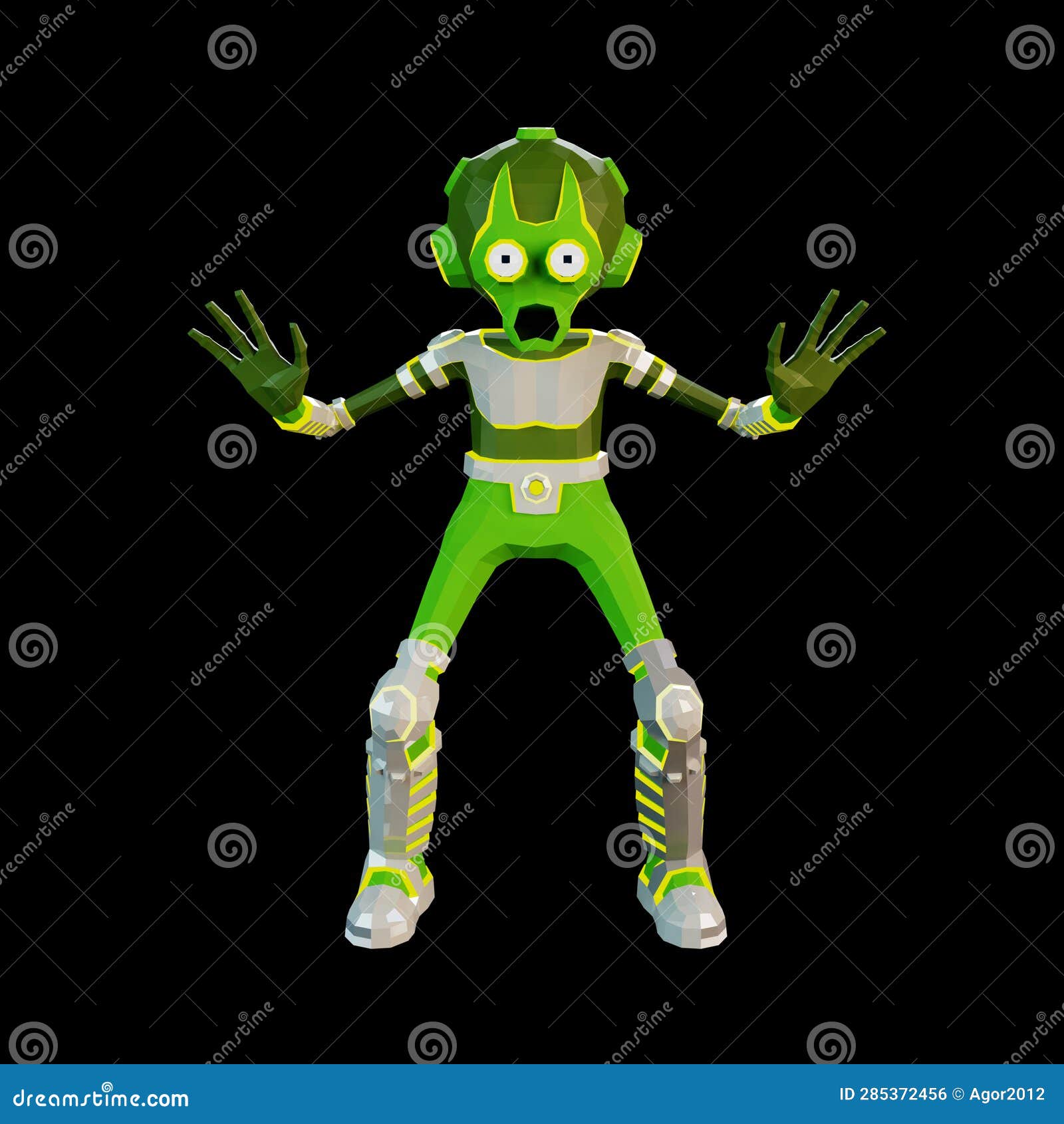 3D Scared Alien in a Cartoon Style. Stock Illustration - Illustration ...