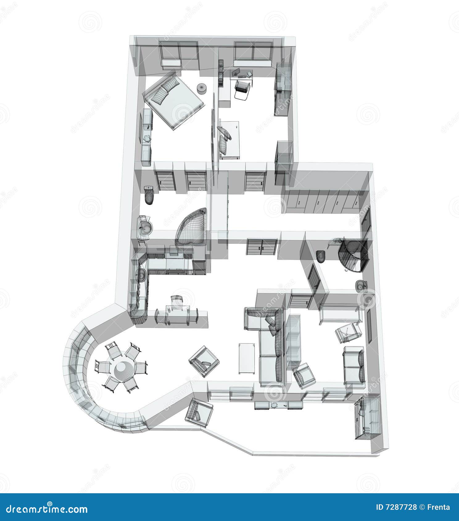 3d Schets Van Een Vier-ruimte Flat Stock Illustratie - Illustration of ...