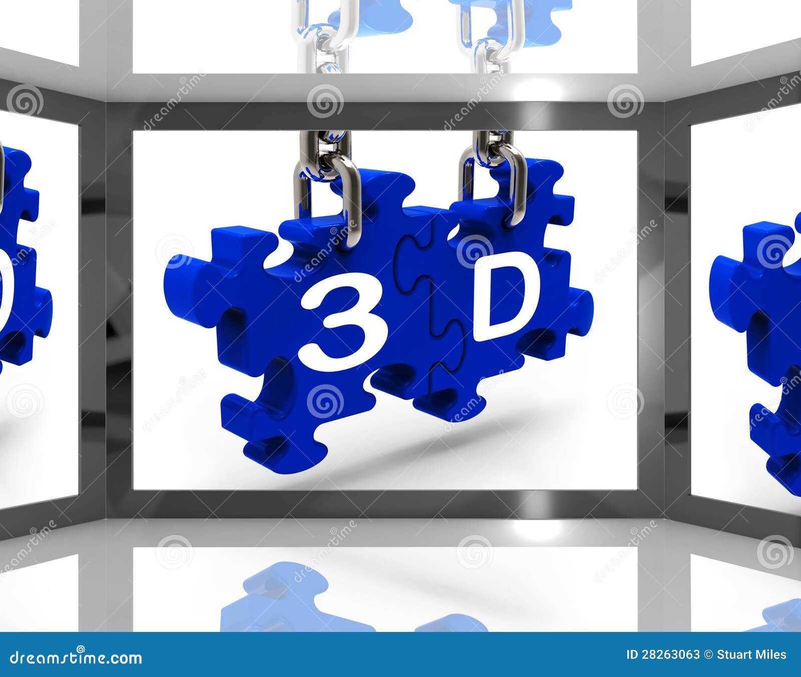 3D on Screen Showing Three Dimensional Television Stock Illustration ...