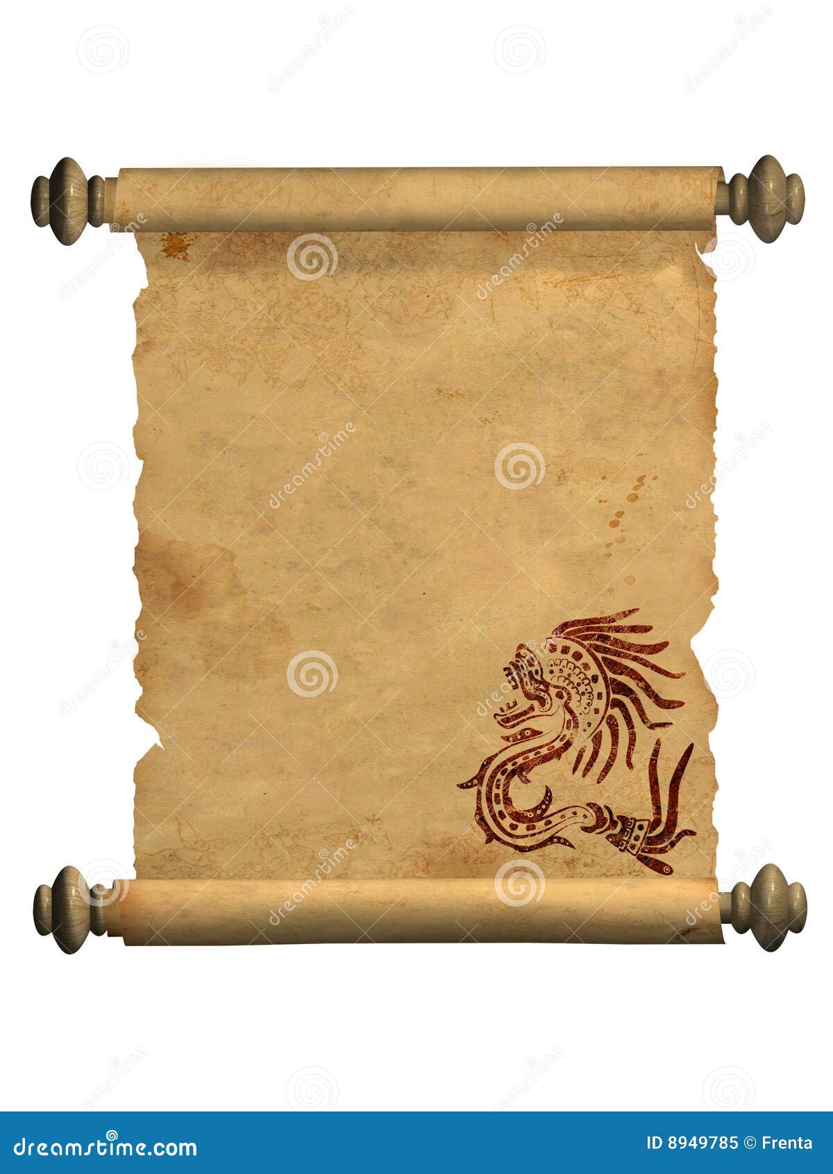 3d scroll of old parchment stock illustration. Illustration of mythical ...