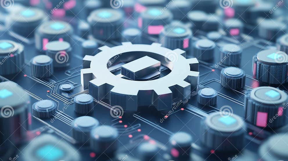 3D Search Engine Logo Surrounded by Floating Data and Circuitry Stock ...