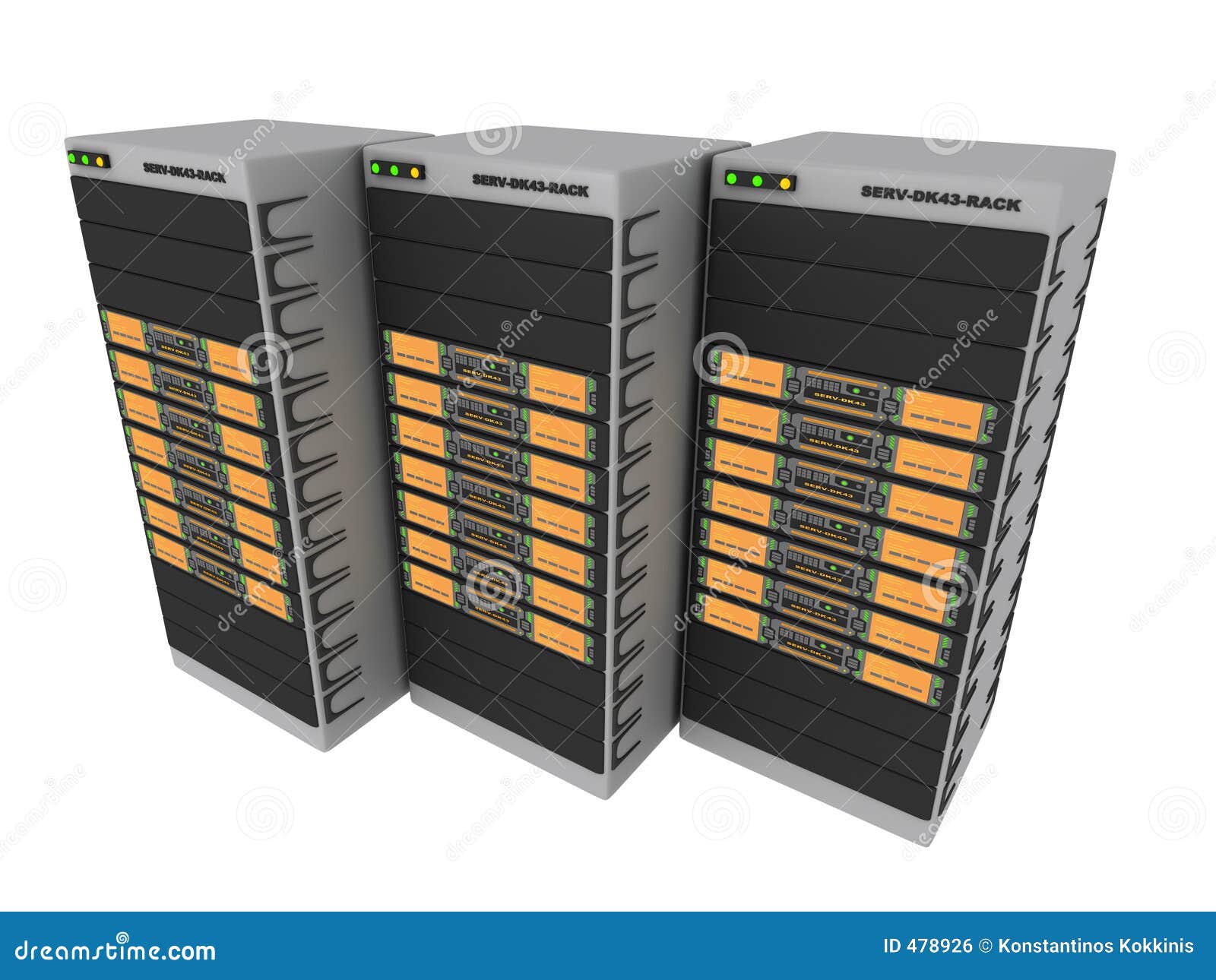3d Servers-Orange #3 stock illustration. Illustration of server - 478926