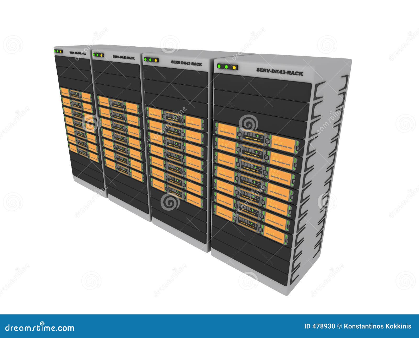 3d Servers-Orange #4 stock illustration. Illustration of computer - 478930