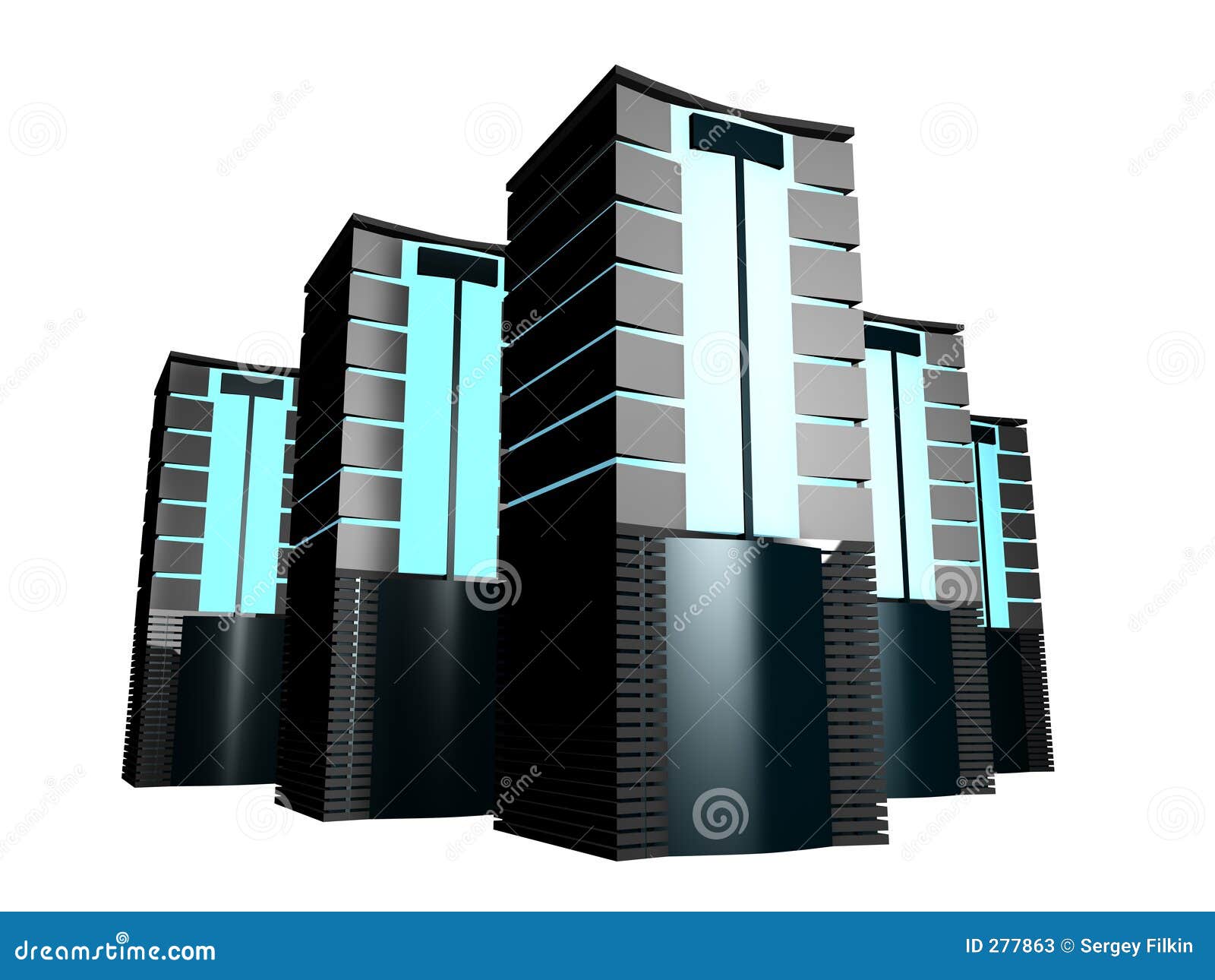 3d servers van de groep stock illustratie. Illustration of plaats - 277863