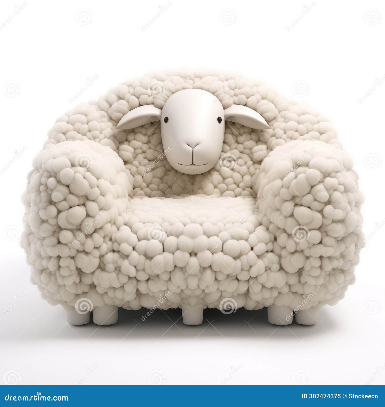 3d Sheep-inspired Lounge Chair on White Isolated Background Stock ...