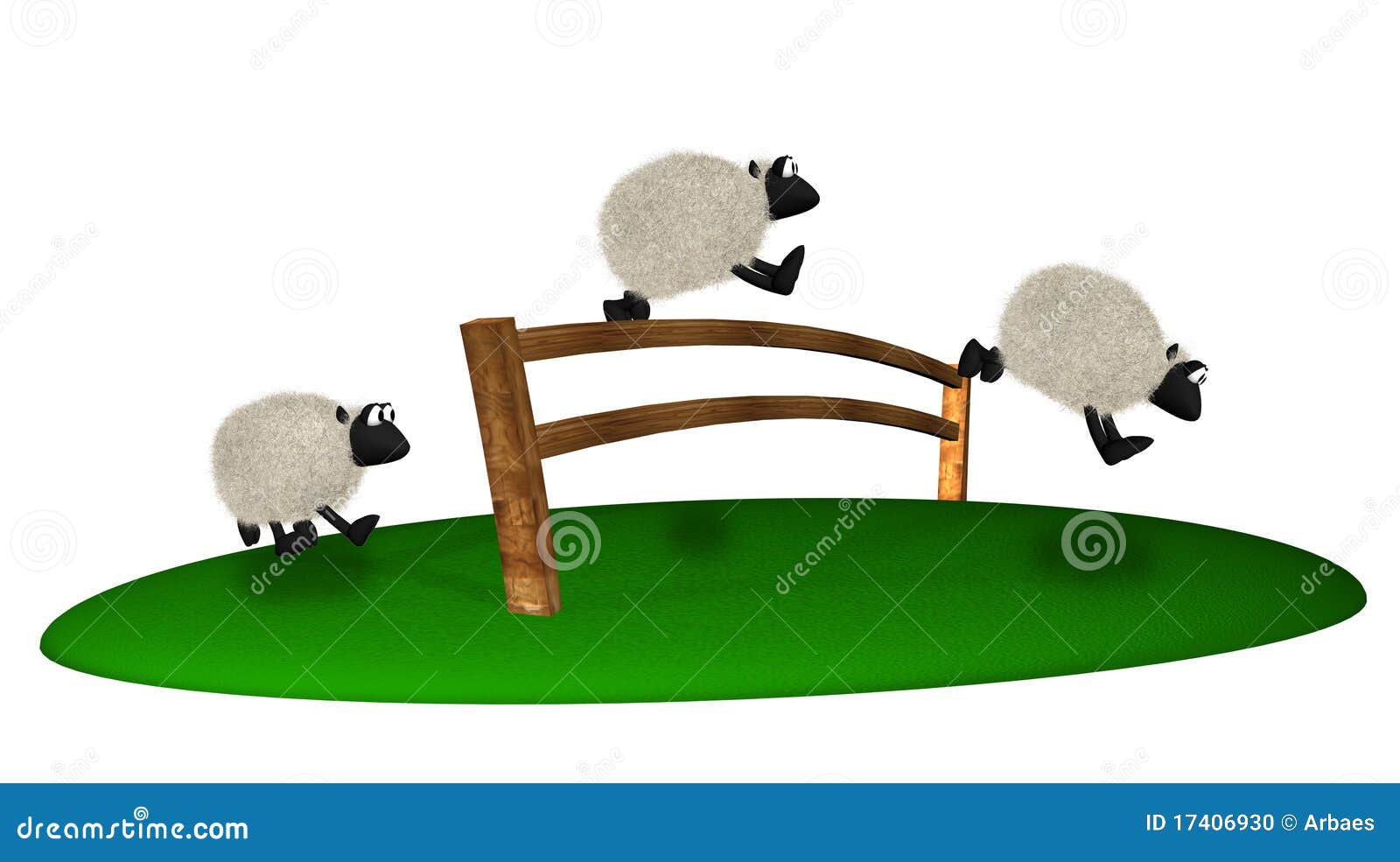 Cartoon Sheep Jumping Over Fence