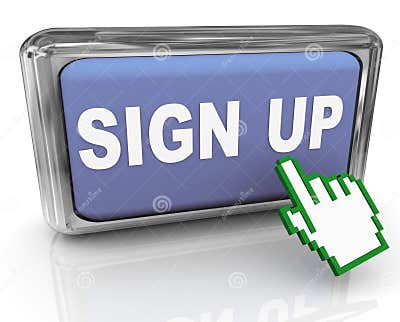 3d Sign Up Button and Pointer Stock Illustration - Illustration of ...
