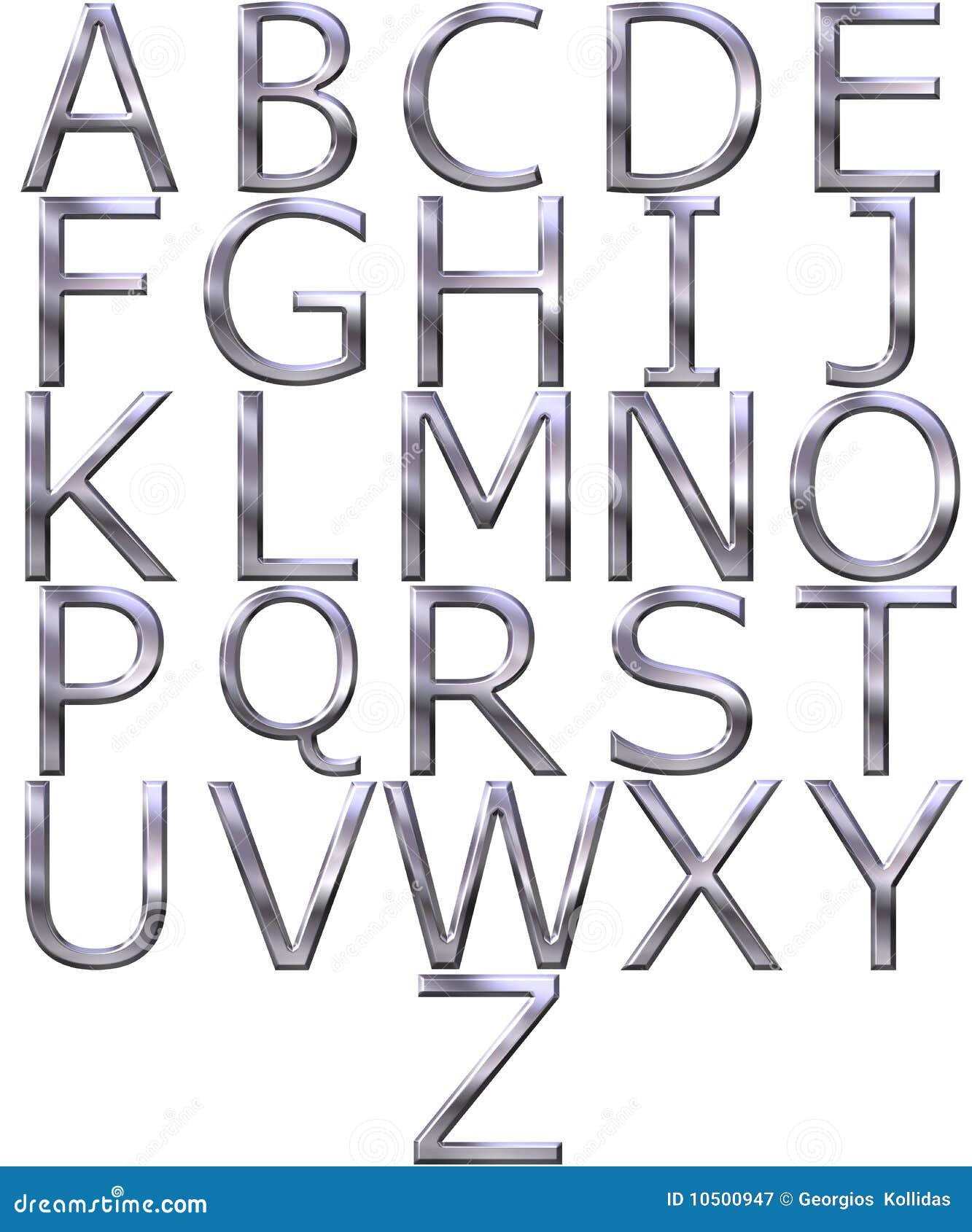 3D Silver Alphabet stock illustration. Illustration of funky - 10500947