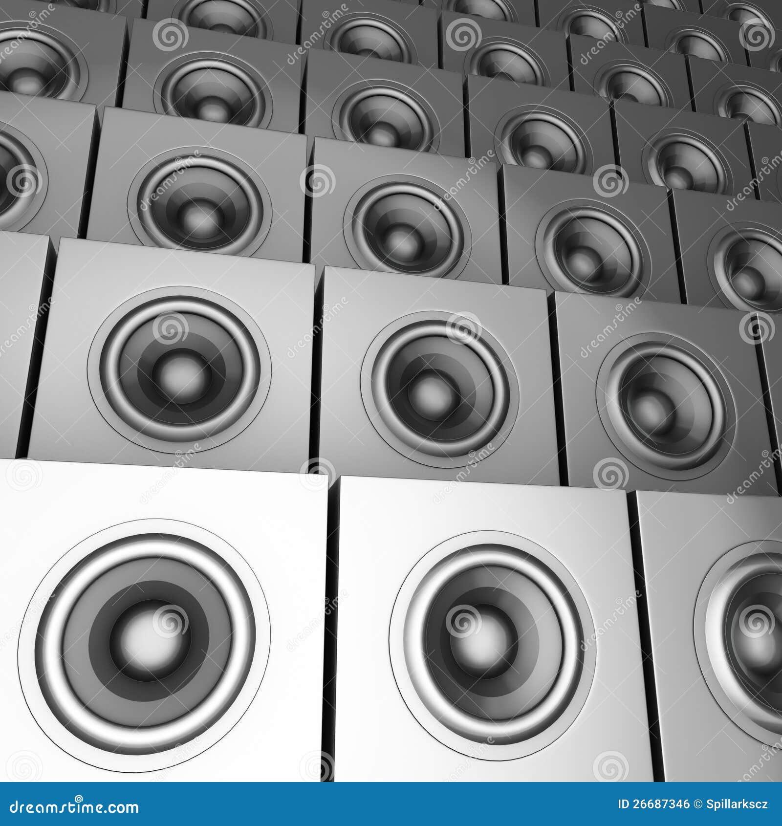 3d Silver Chrome Sound-system Deejay Dj Set Stock Illustration ...