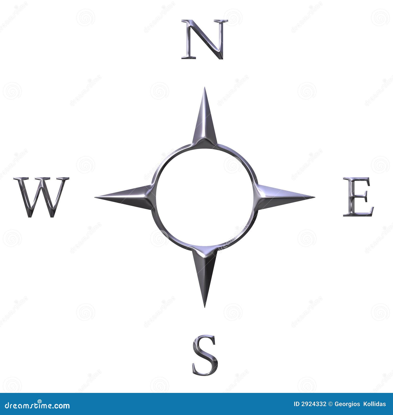 3D Silver Compass stock illustration. Illustration of design - 2924332