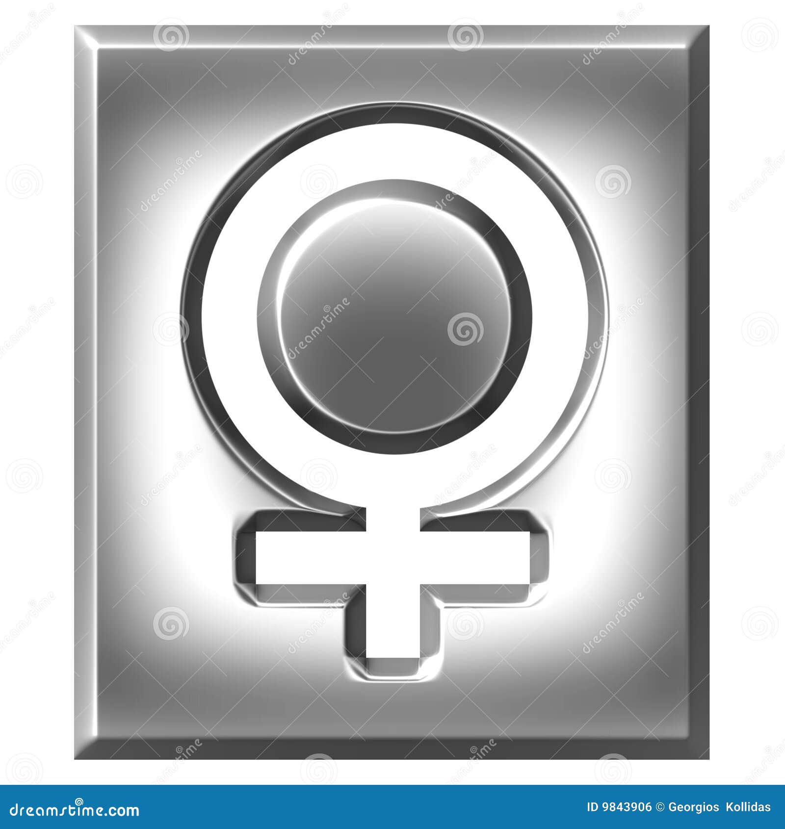 3D Silver Female Symbol Sign Stock Illustration - Illustration of ...
