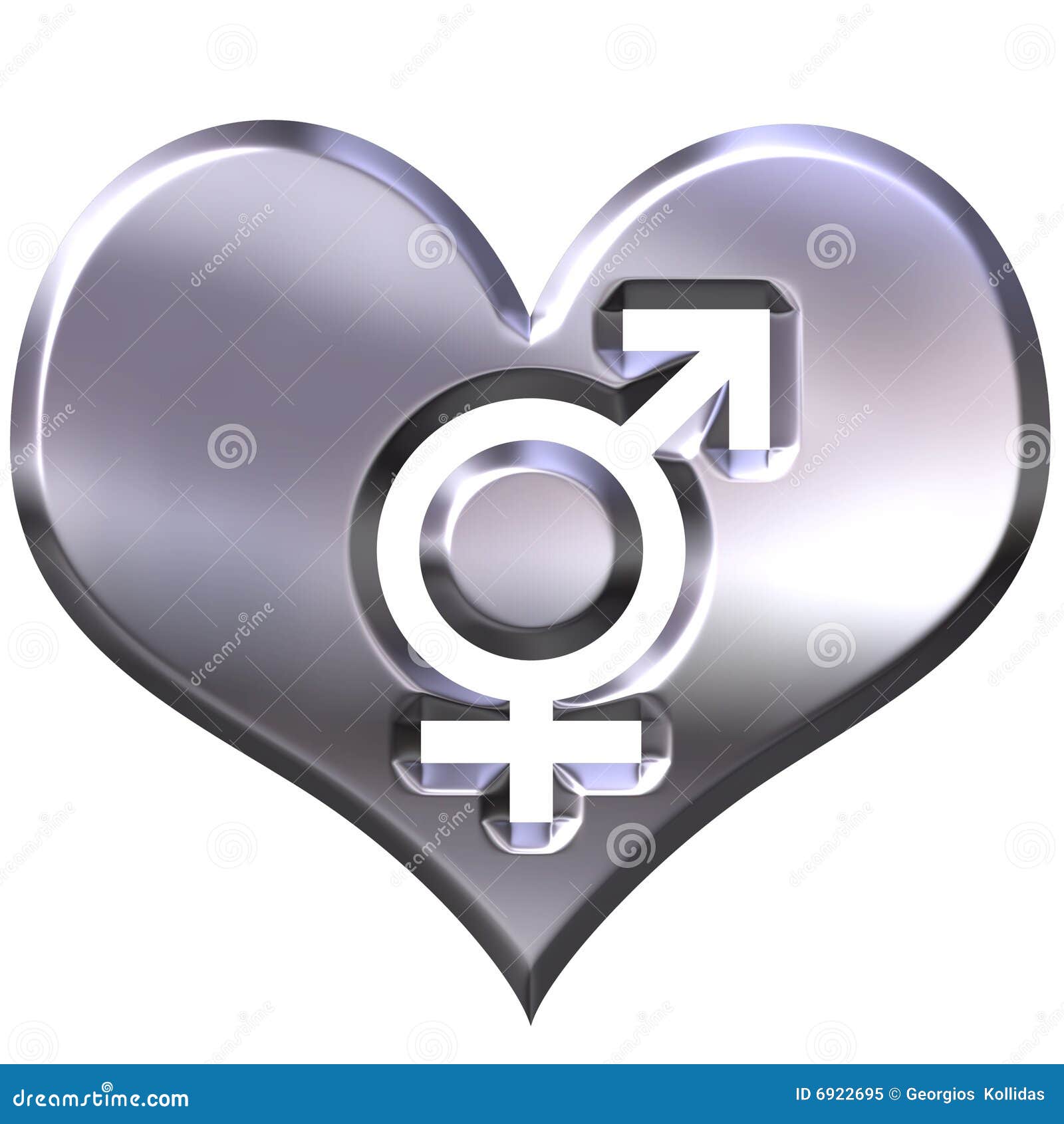 3d Silver Heart with Combined Gender Signs Stock Illustration ...