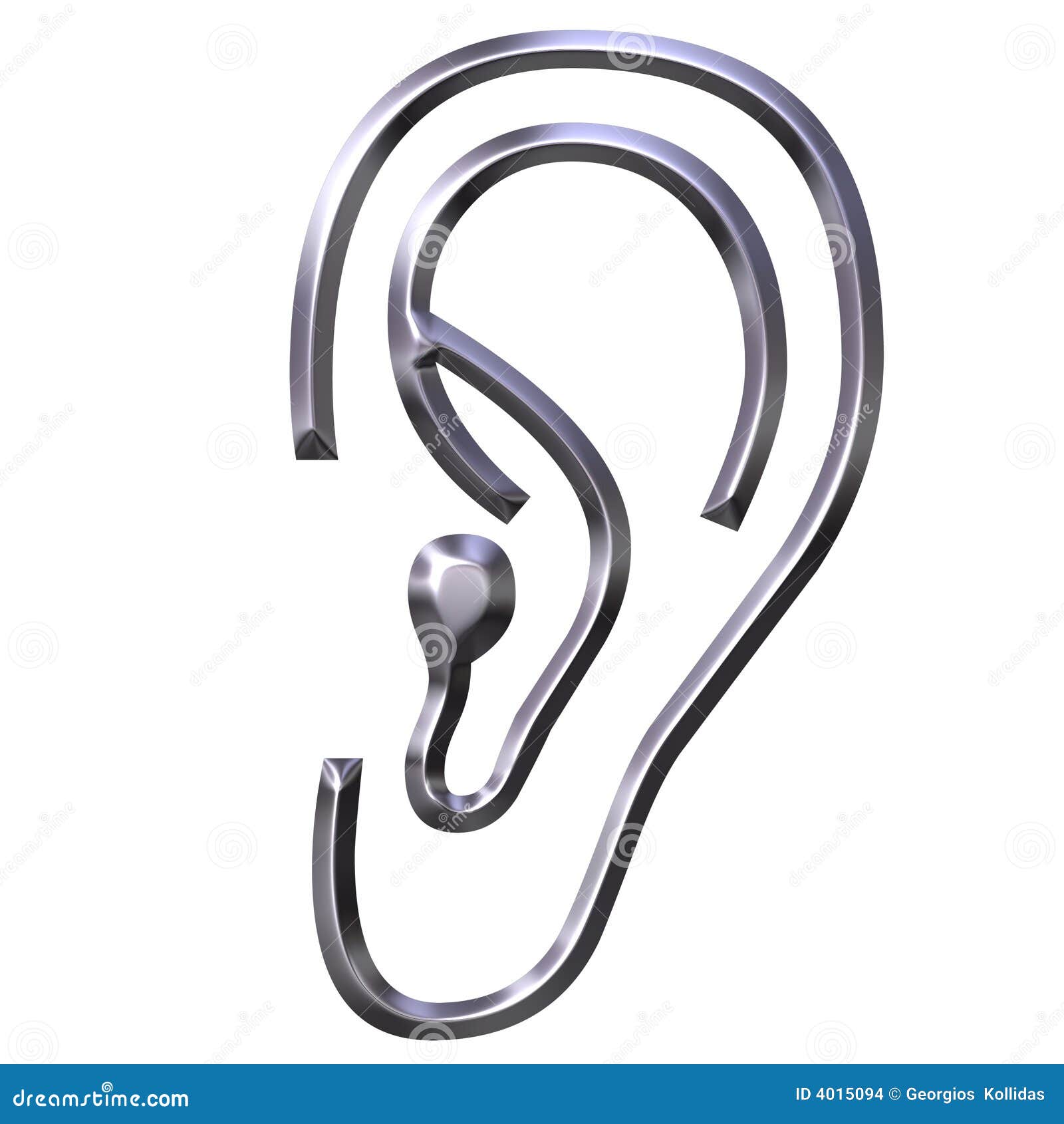 3D Silver Human Ear stock illustration. Illustration of shape - 4015094