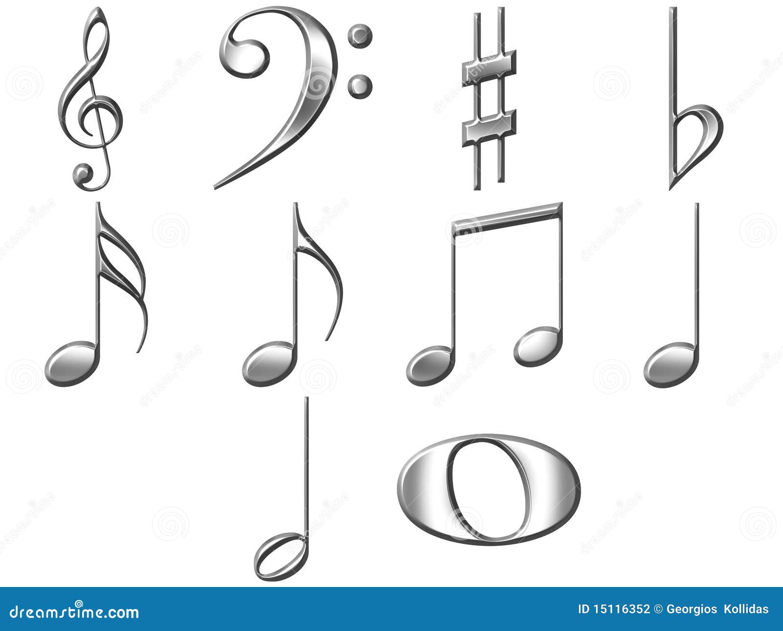 3D Silver Music Notes stock illustration. Illustration of conceptual ...