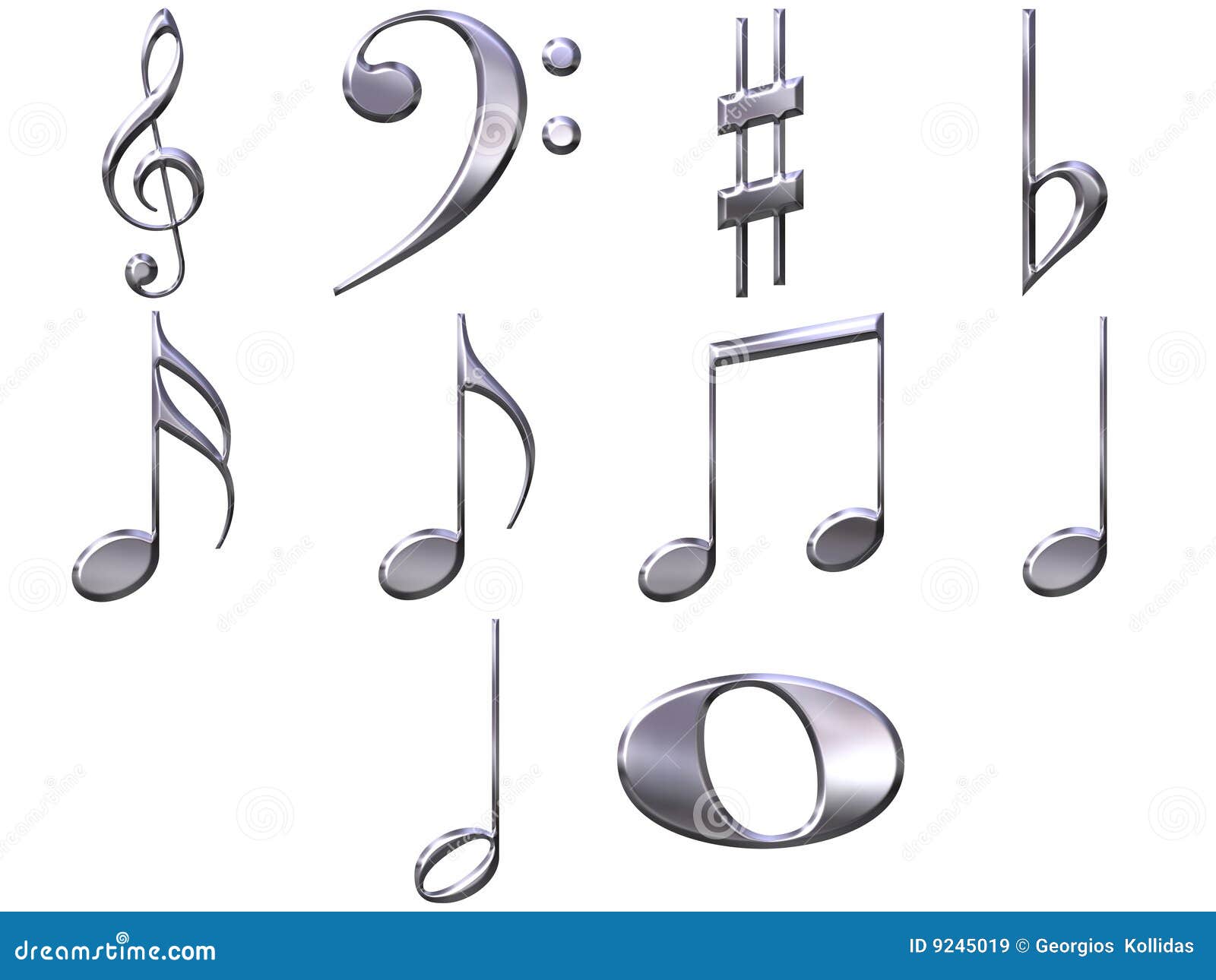 3D Silver Music Notes stock illustration. Illustration of icon - 9245019