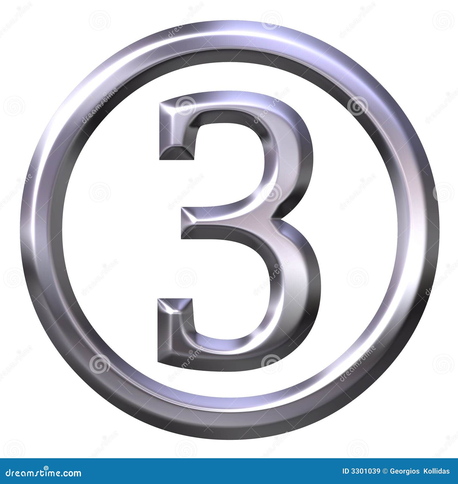 3D Silver Number 3 stock illustration. Illustration of circular - 3301039