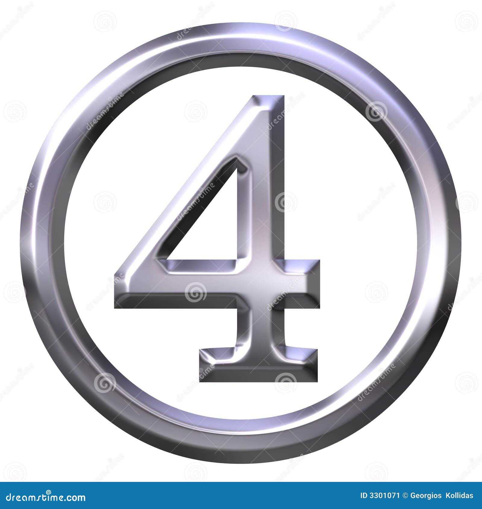 3D Silver Number 4 stock illustration. Illustration of bright - 3301071