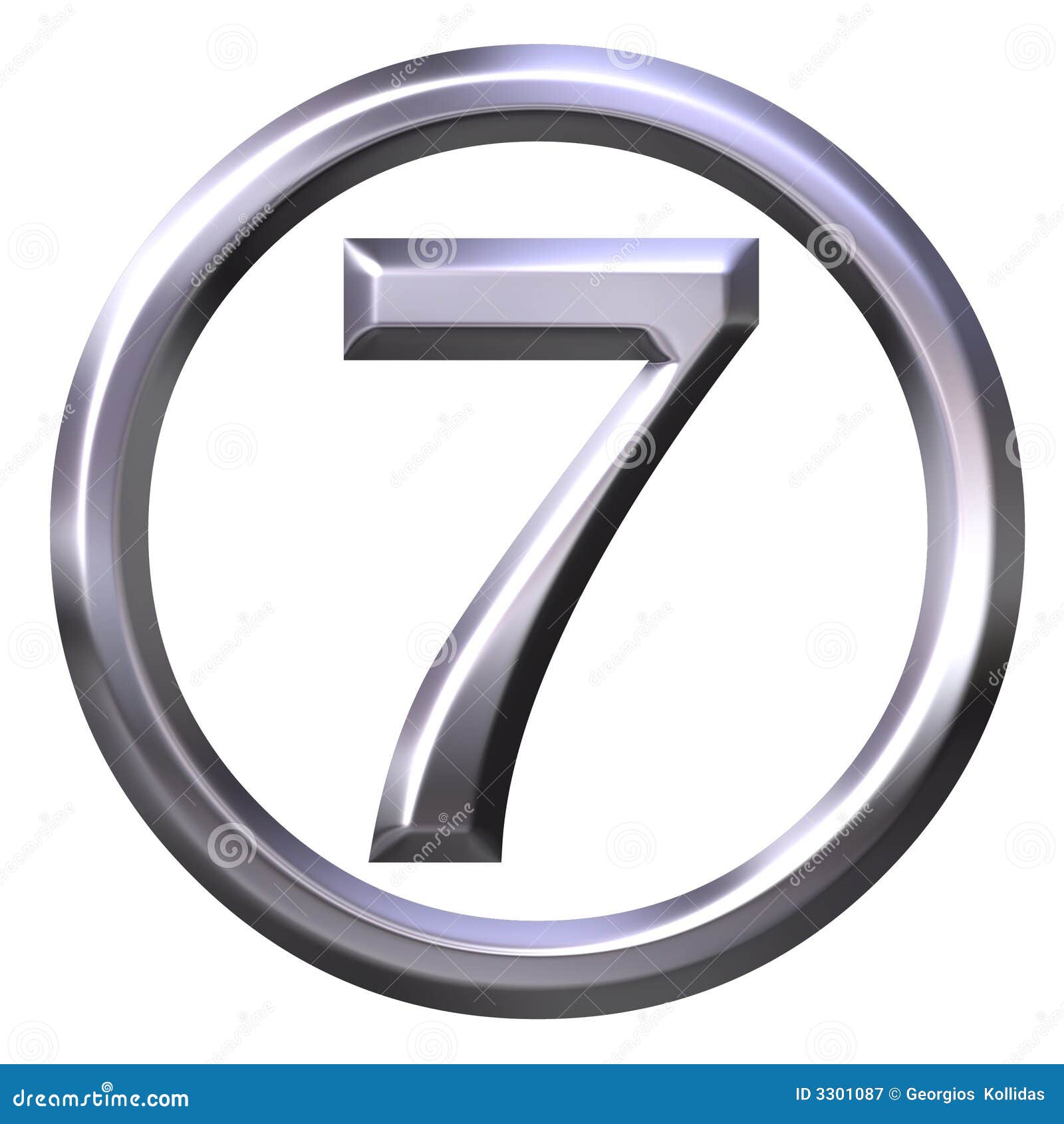 3D Silver Number 7 stock illustration. Illustration of chrome - 3301087