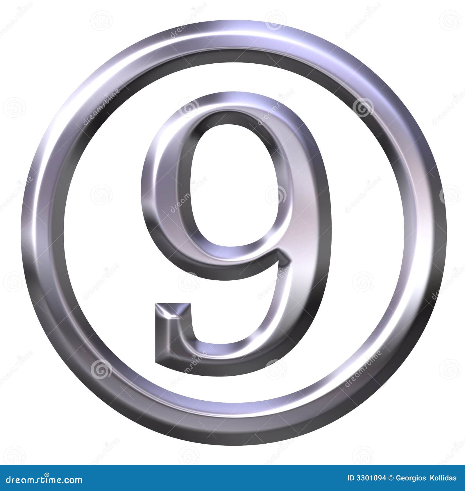 3D Silver Number 9 stock illustration. Illustration of chrome - 3301094