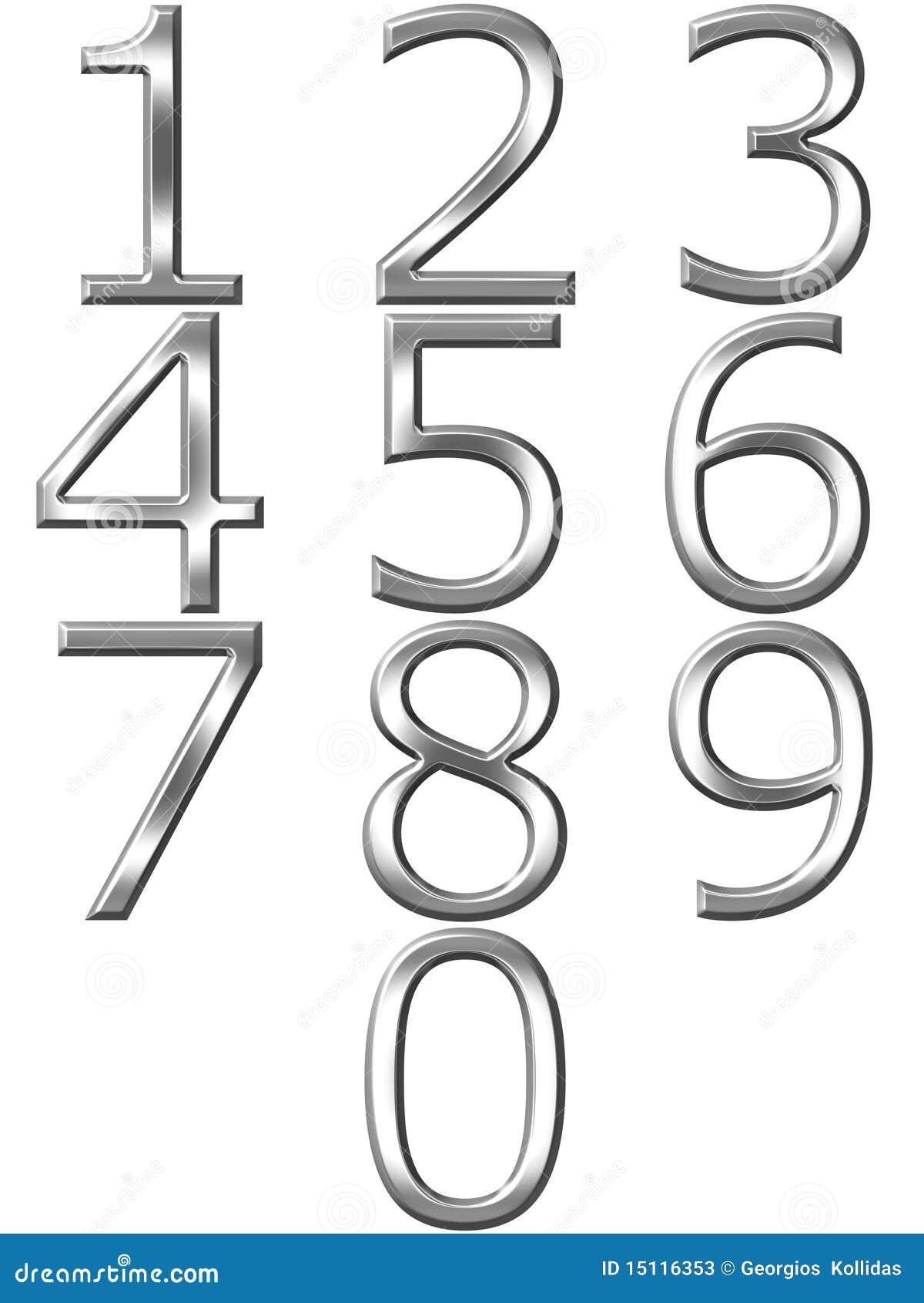 123 3D Silver Numbers Signs Royalty-Free Stock Photography ...