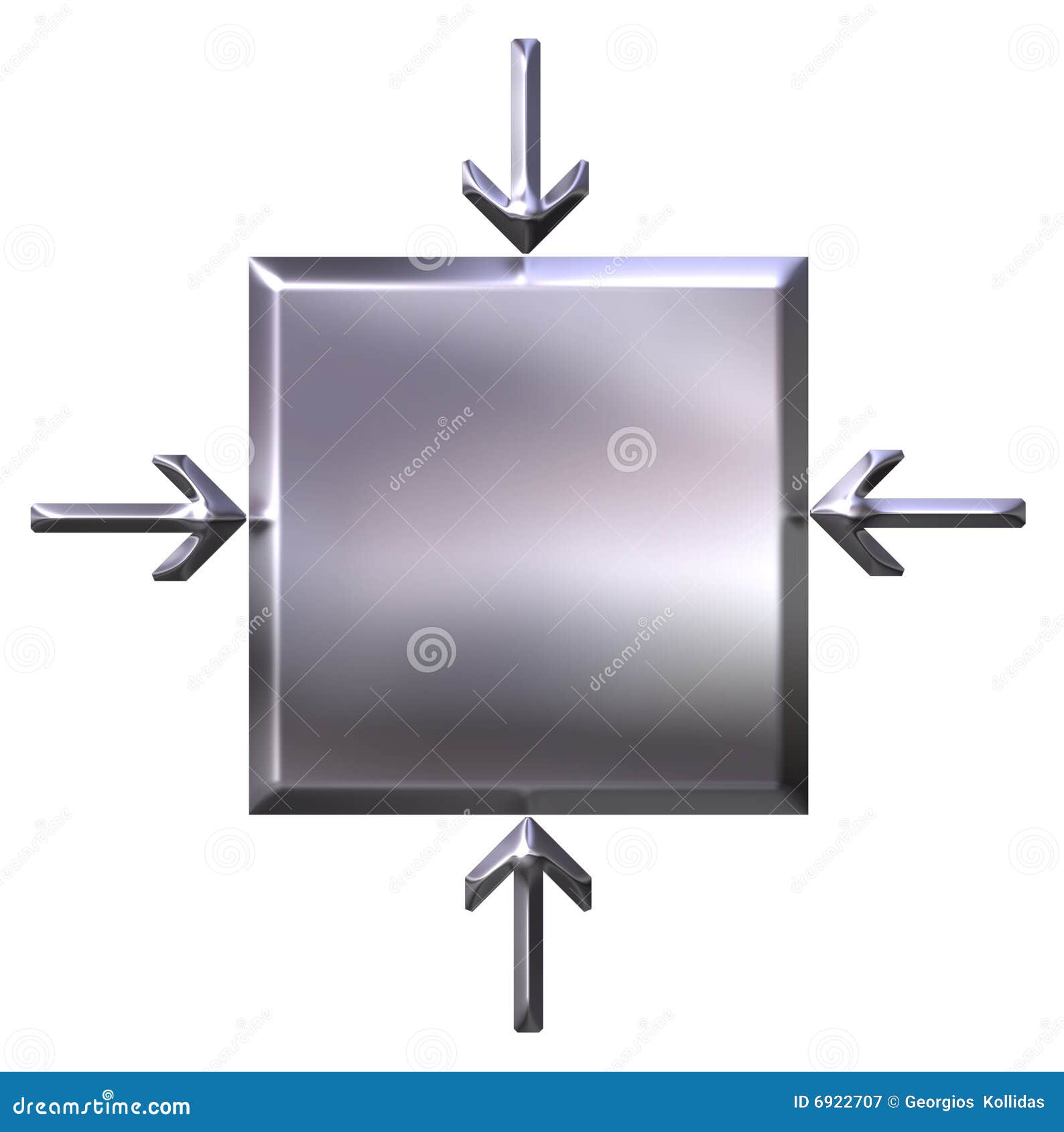 3d Silver Square with Pointing Arrows Stock Illustration - Illustration ...