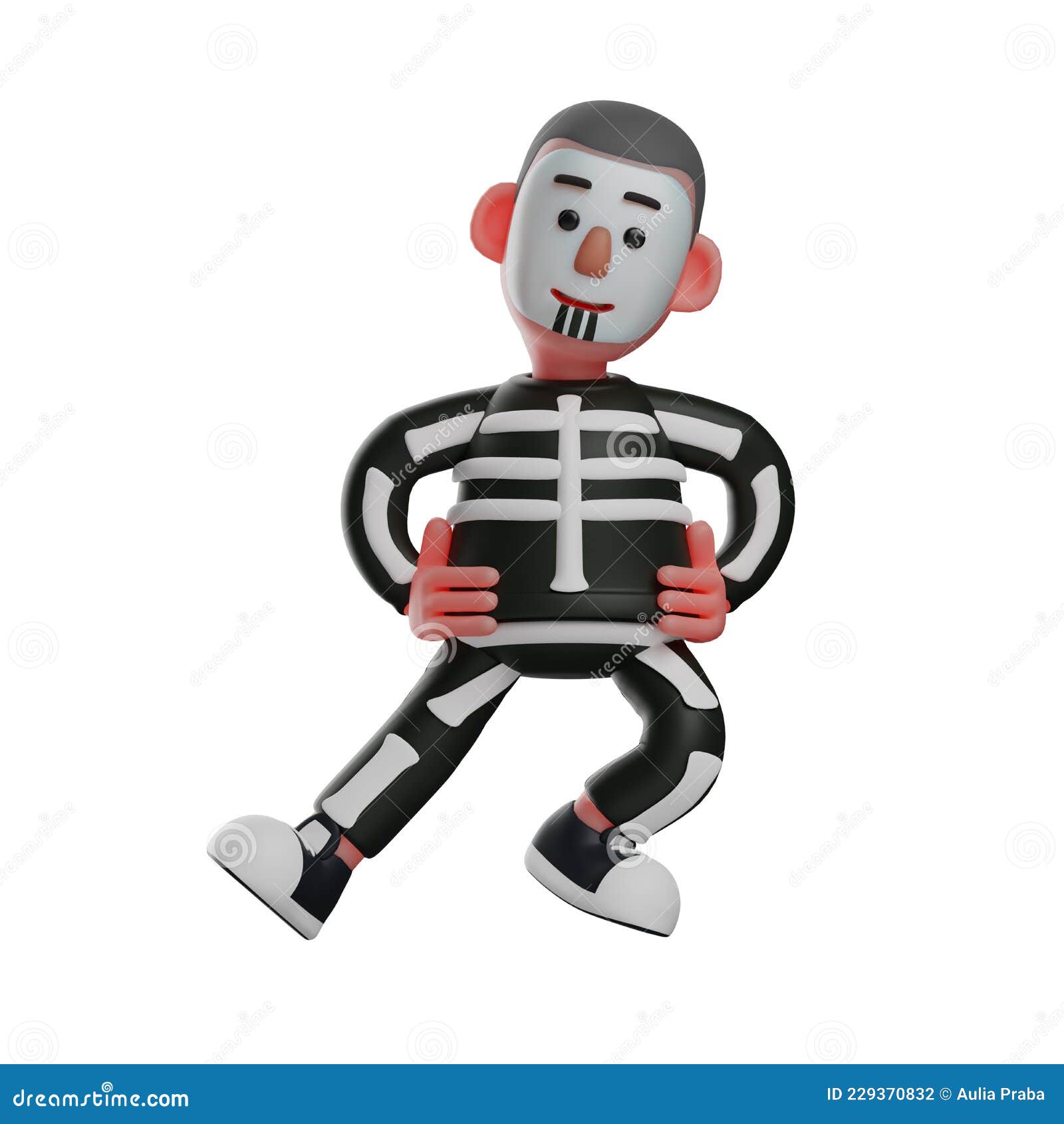 3D Skeleton Boy Cartoon Picture With Funny Poses Stock Illustration ...