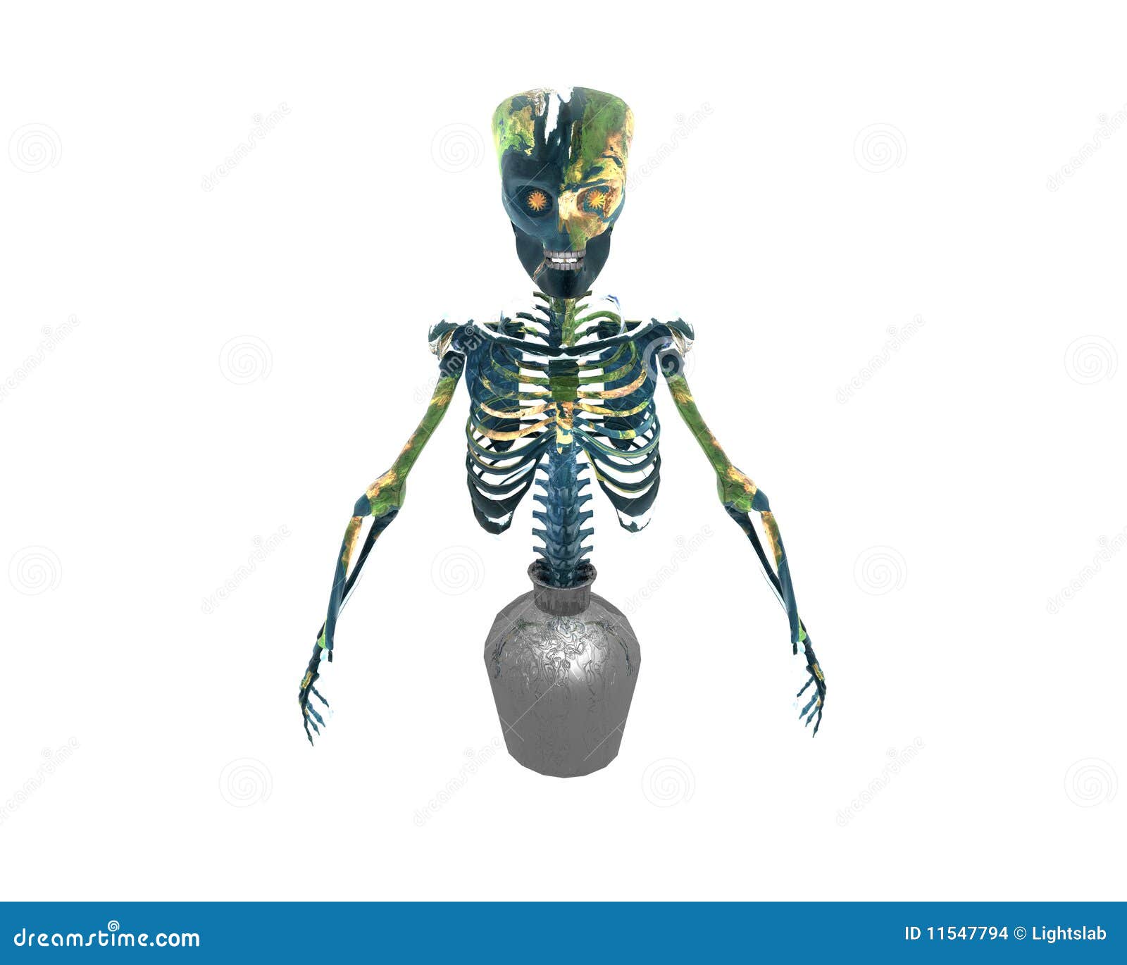 3D Skull with Earth Texture Stock Illustration - Illustration of ...