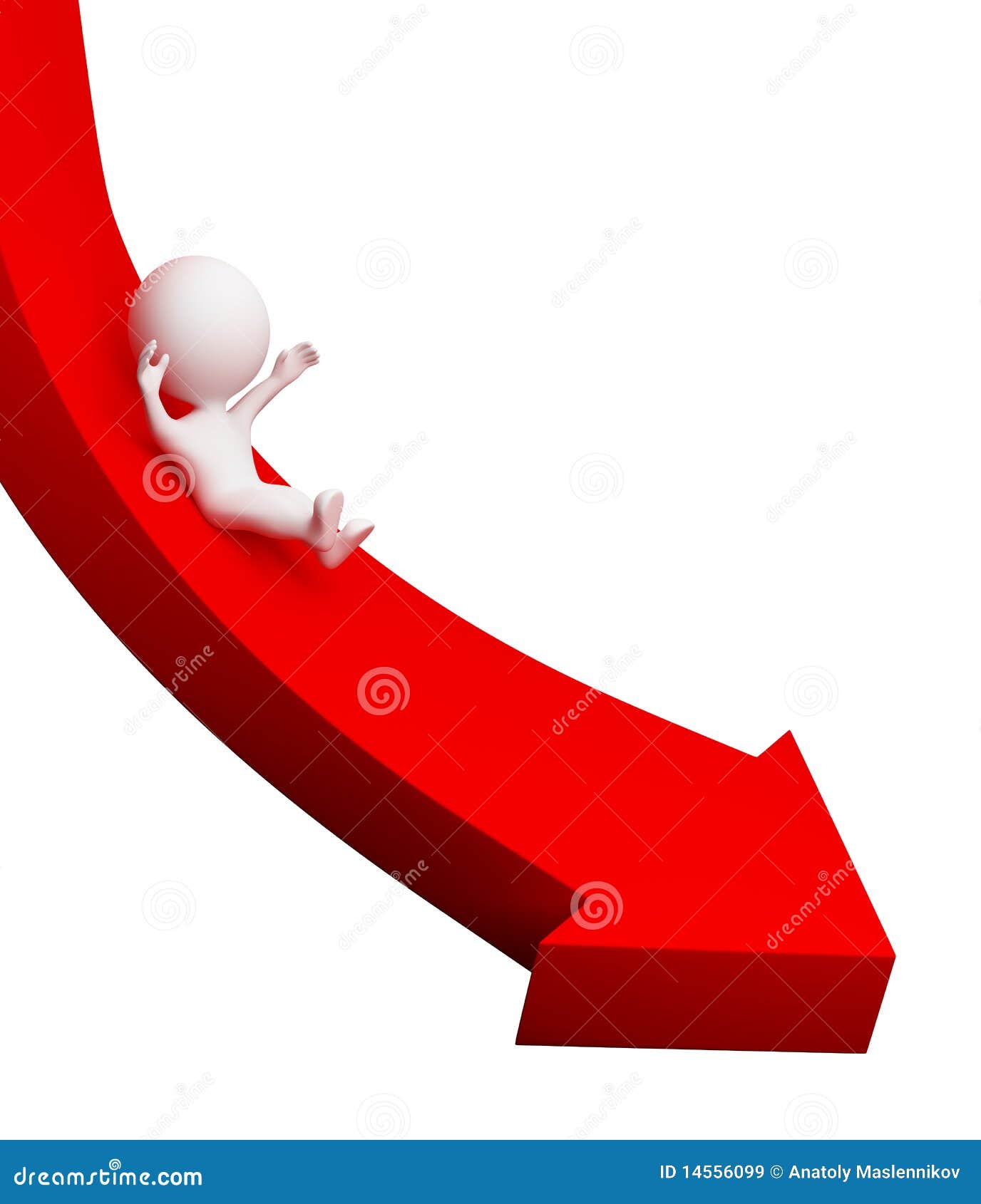 3d Small People - Arrow Downwards Stock Illustration - Illustration of ...