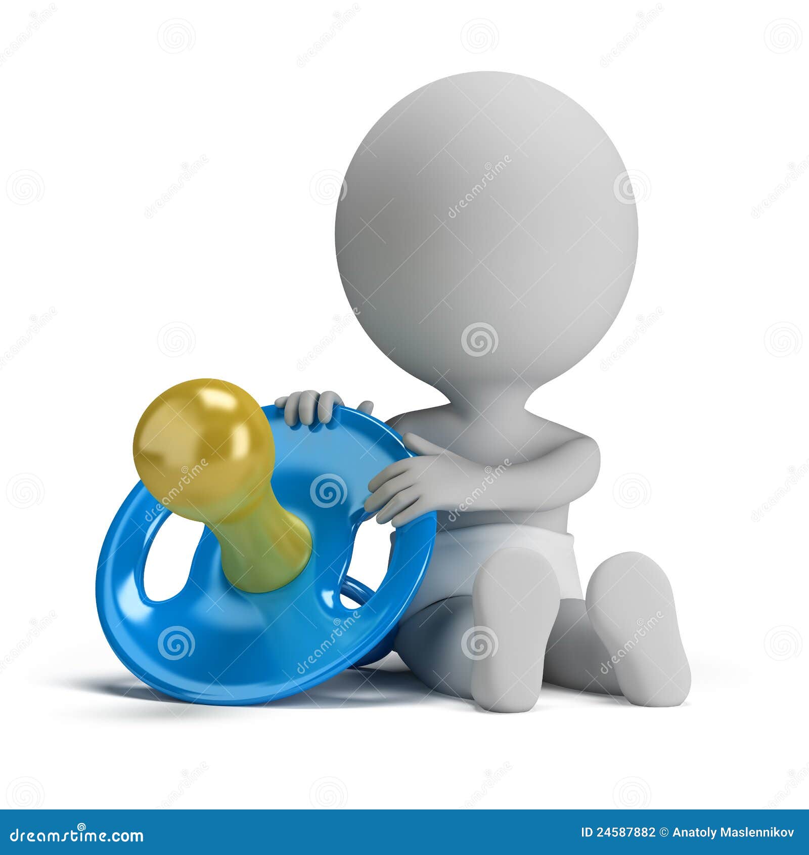 3d Small People - Child and the Pacifier Stock Illustration ...