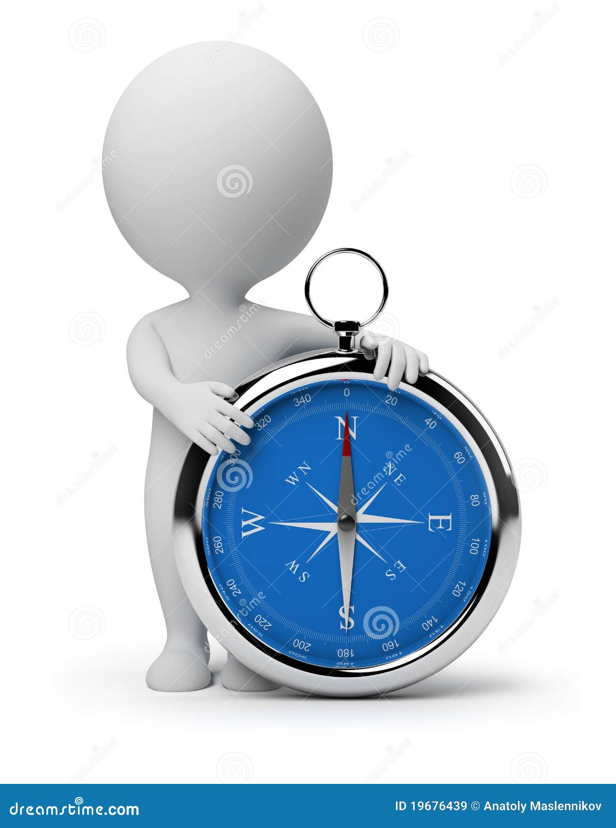 3d small people - compass stock illustration. Illustration of longitude ...