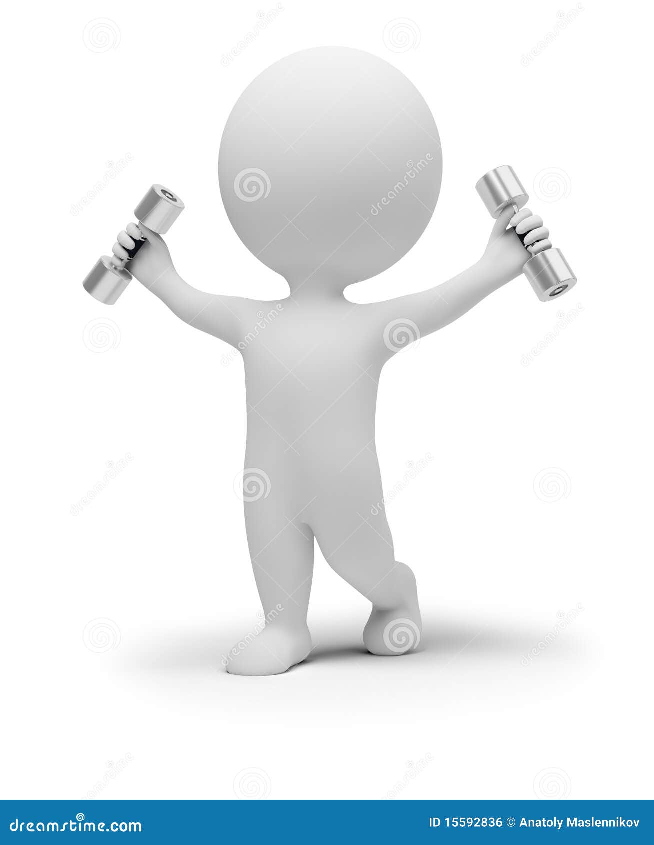 3d Small People Exercises with Dumbbells Stock Illustration ...