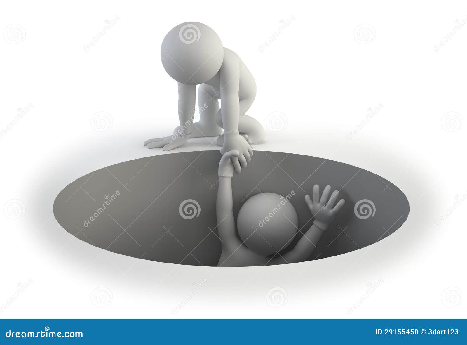 3d Small People - Help To the Friend Stock Illustration - Illustration ...