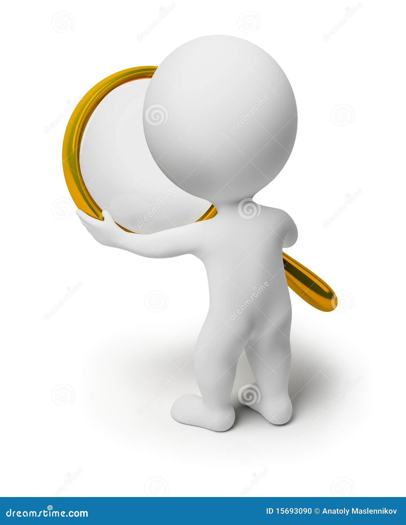 3d Small People Holds a Magnifier Stock Illustration - Illustration of ...