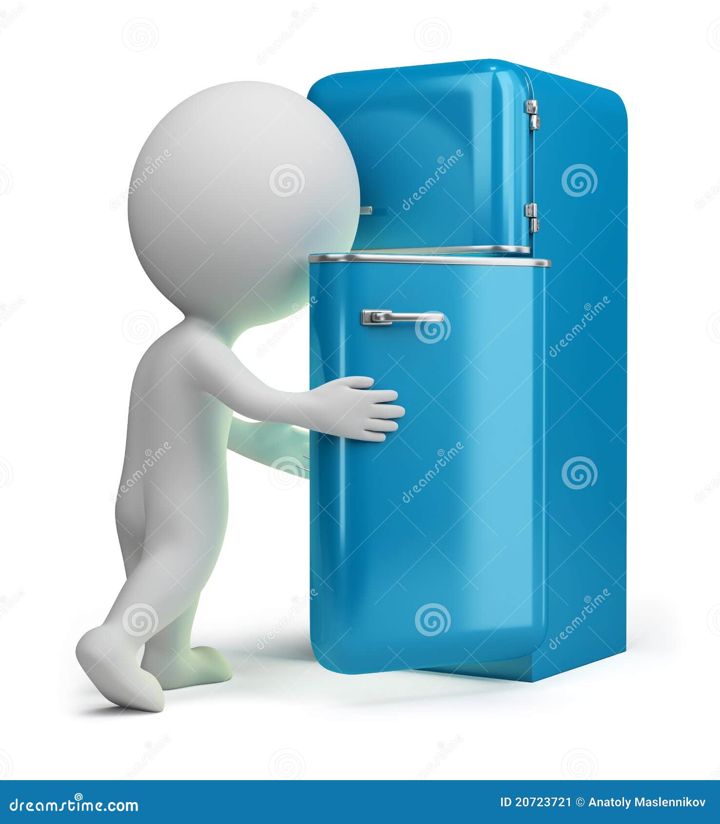 3d Small People - Retro Fridge Stock Illustration - Illustration of ...