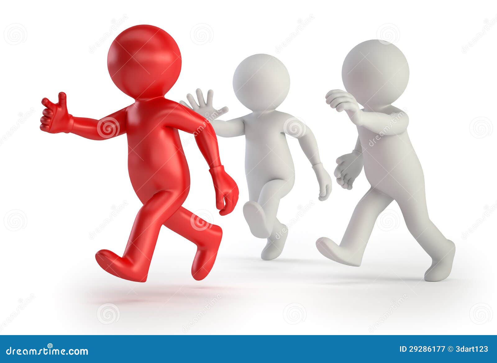 3d Small People - Running with a Red Stock Illustration - Illustration ...
