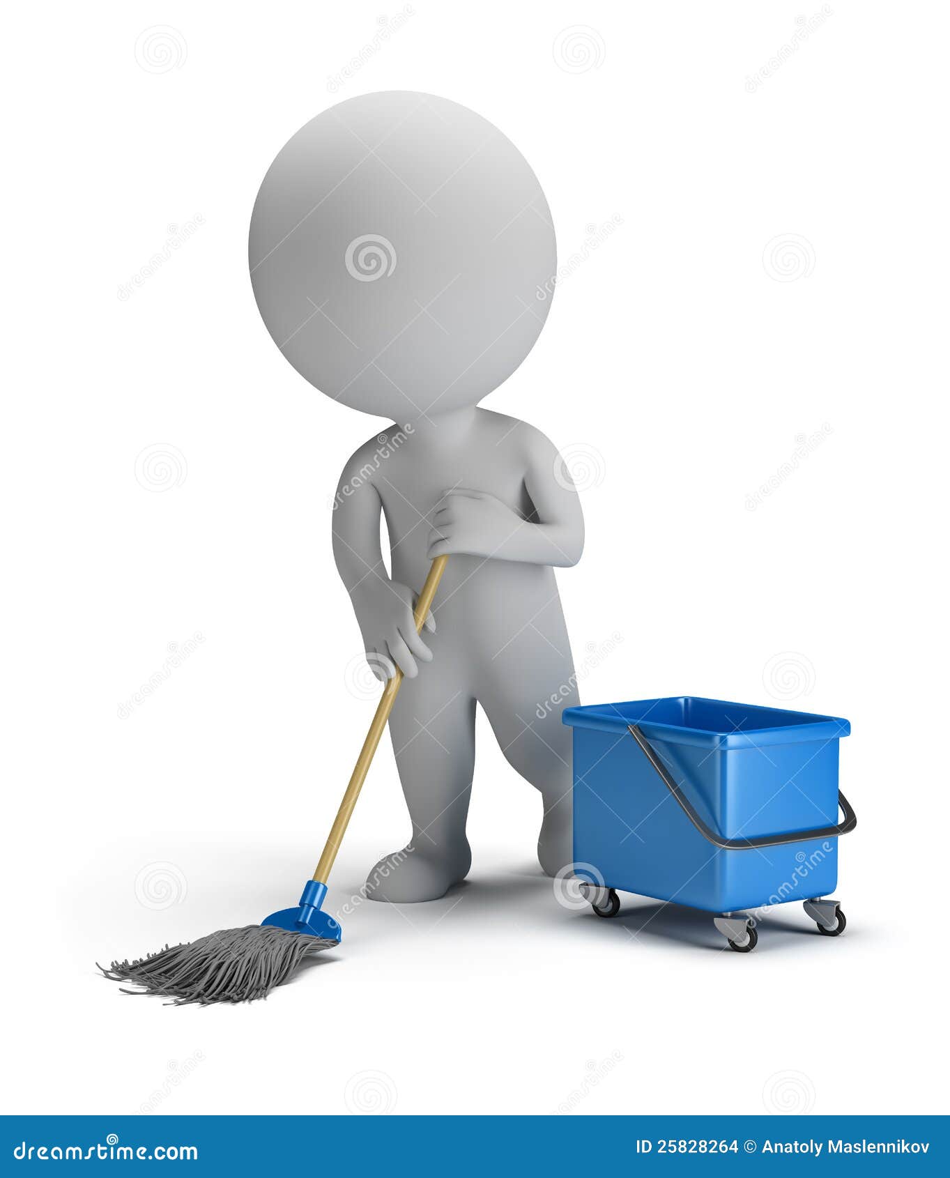 3d small people - sweeper stock illustration. Illustration of people ...