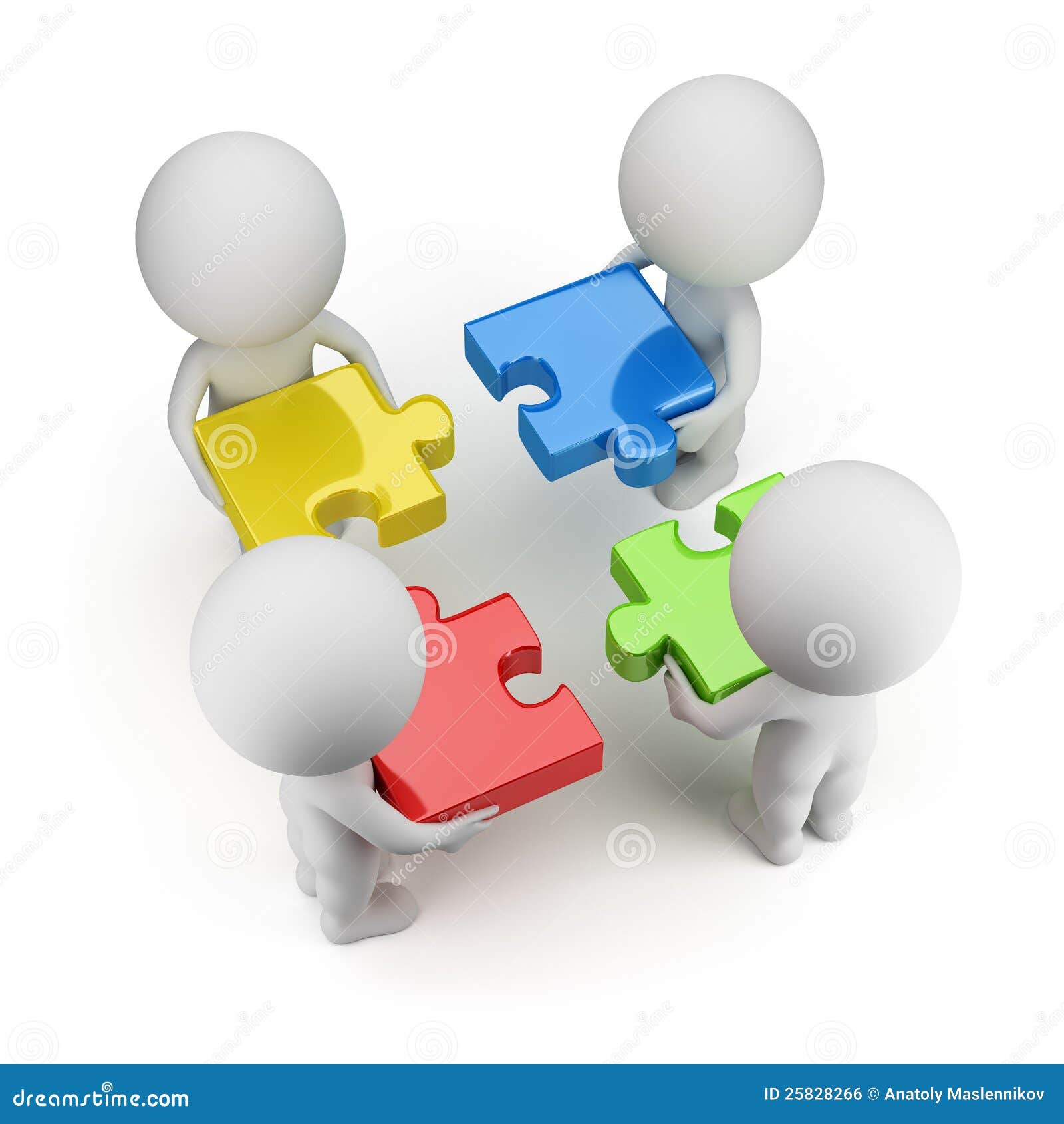 3d Small People - Team With The Puzzles Stock Photo | CartoonDealer.com ...