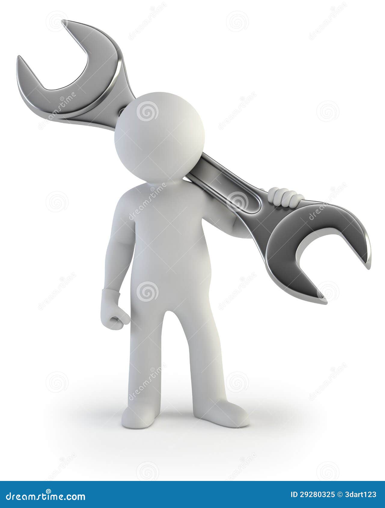 3d small people - wrench stock illustration. Illustration of assistance ...