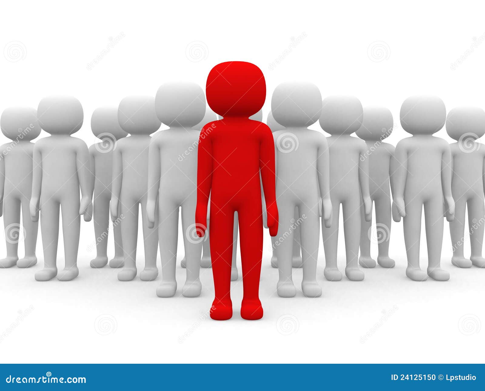 3d Small Person the Leader of a Team Allocated with Red Colour Stock ...