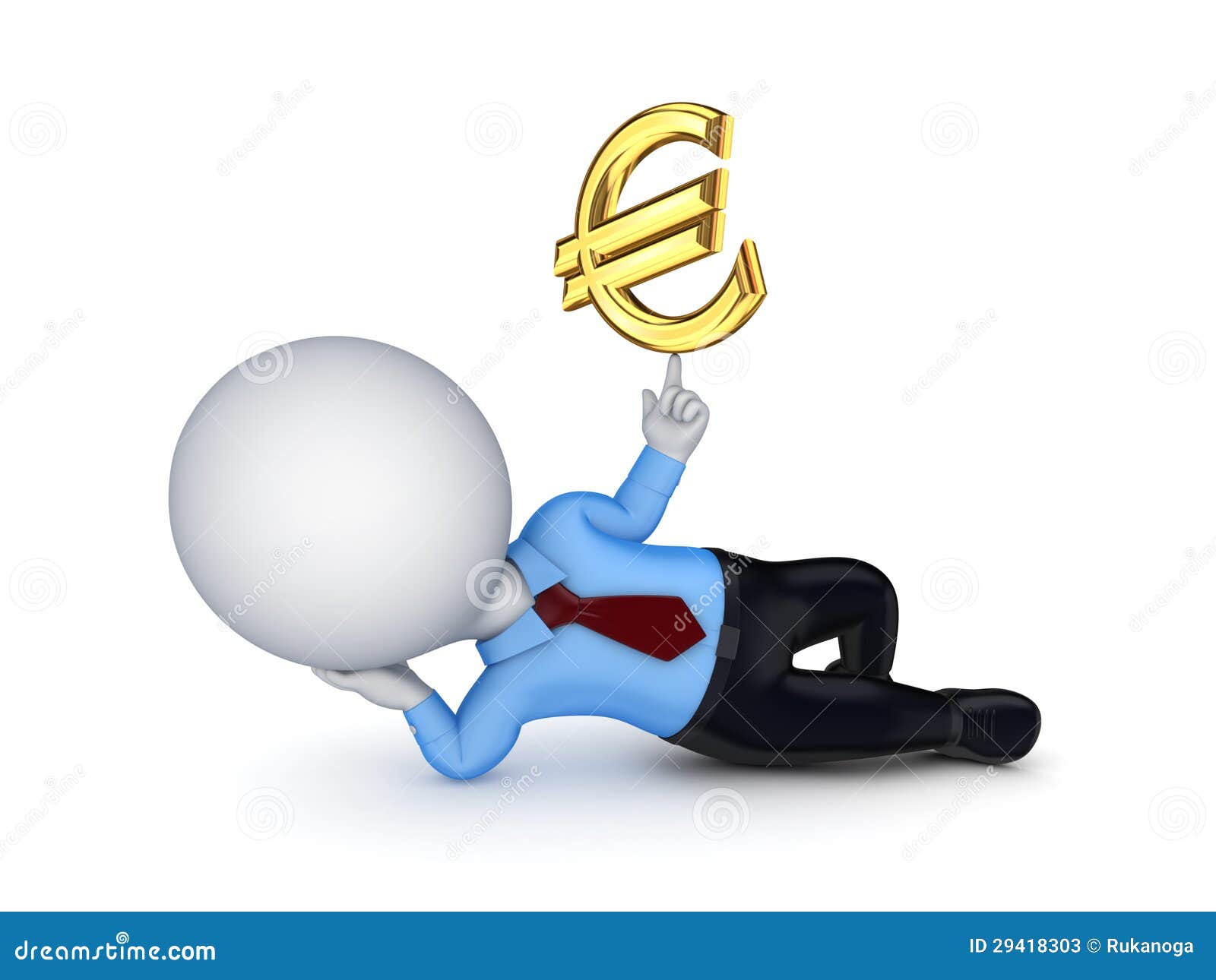 3d Small Person with a Symbol of Euro. Stock Illustration ...
