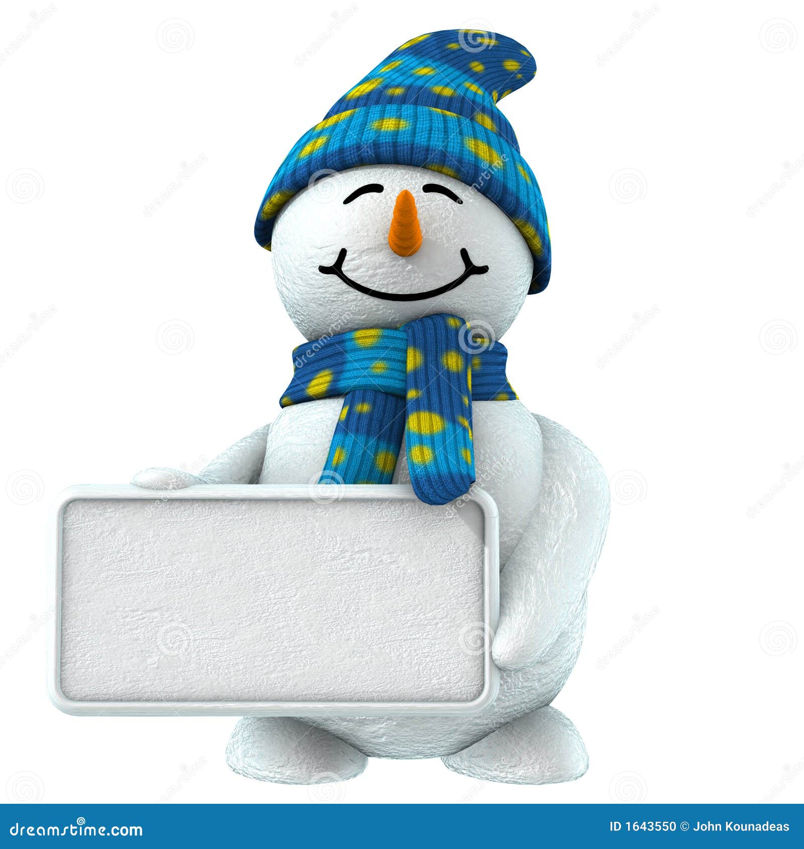 3d snowman with sign stock illustration. Illustration of winter - 1643550