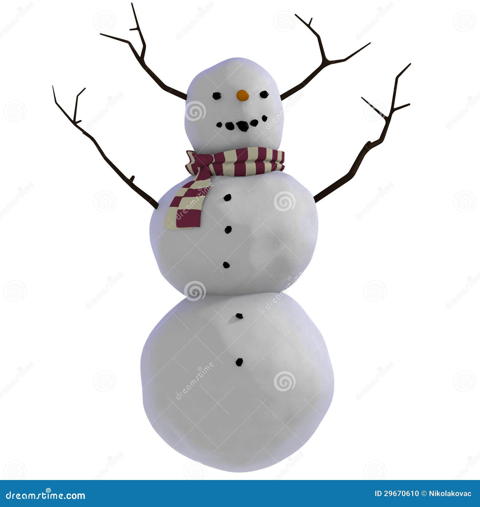 3D Snowman With Sticks For Antlers Stock Illustration | CartoonDealer ...