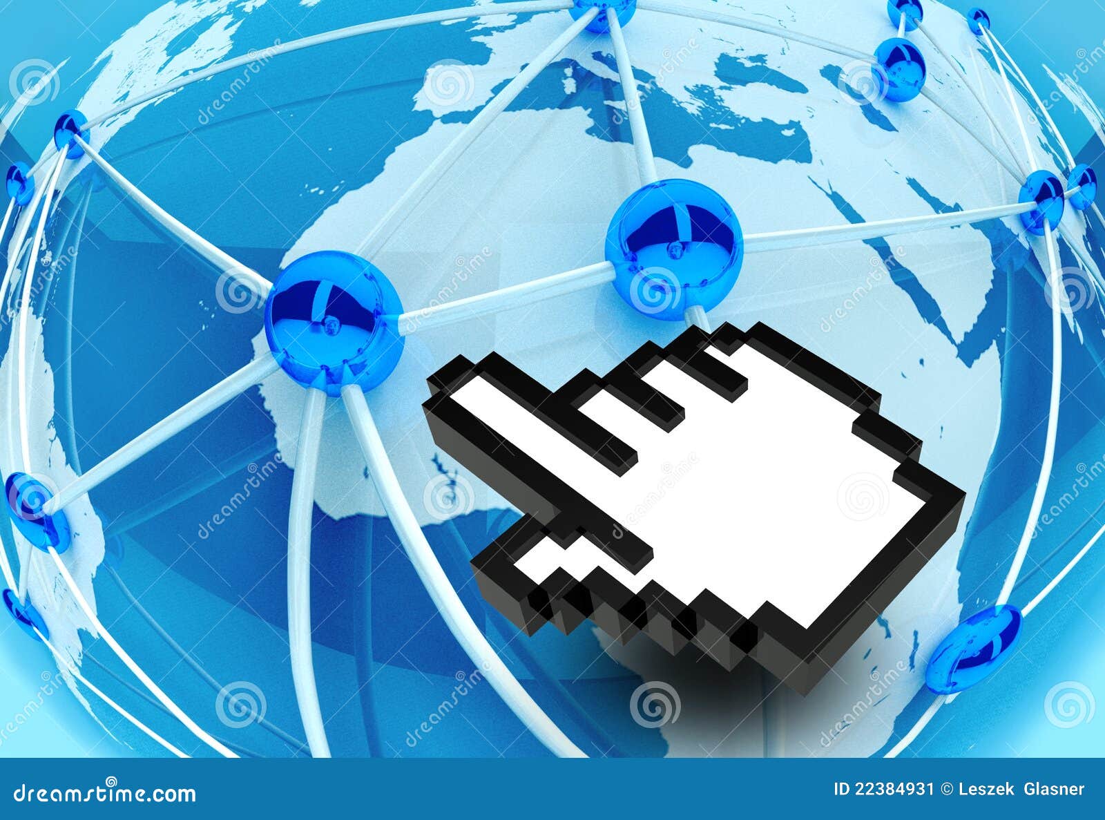 3d Social World Network Connection with Hand Icon Stock Image - Image ...