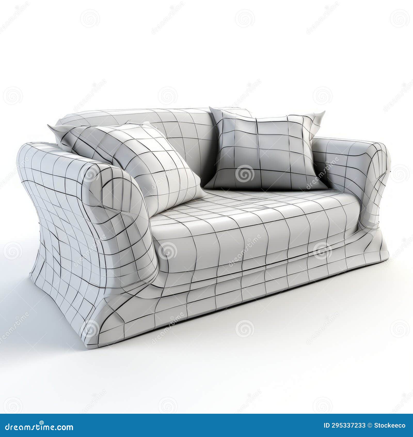 3d Sofa Slipcover with Ties - High Detail Grid-like Structure Stock Illustration - Illustration ...