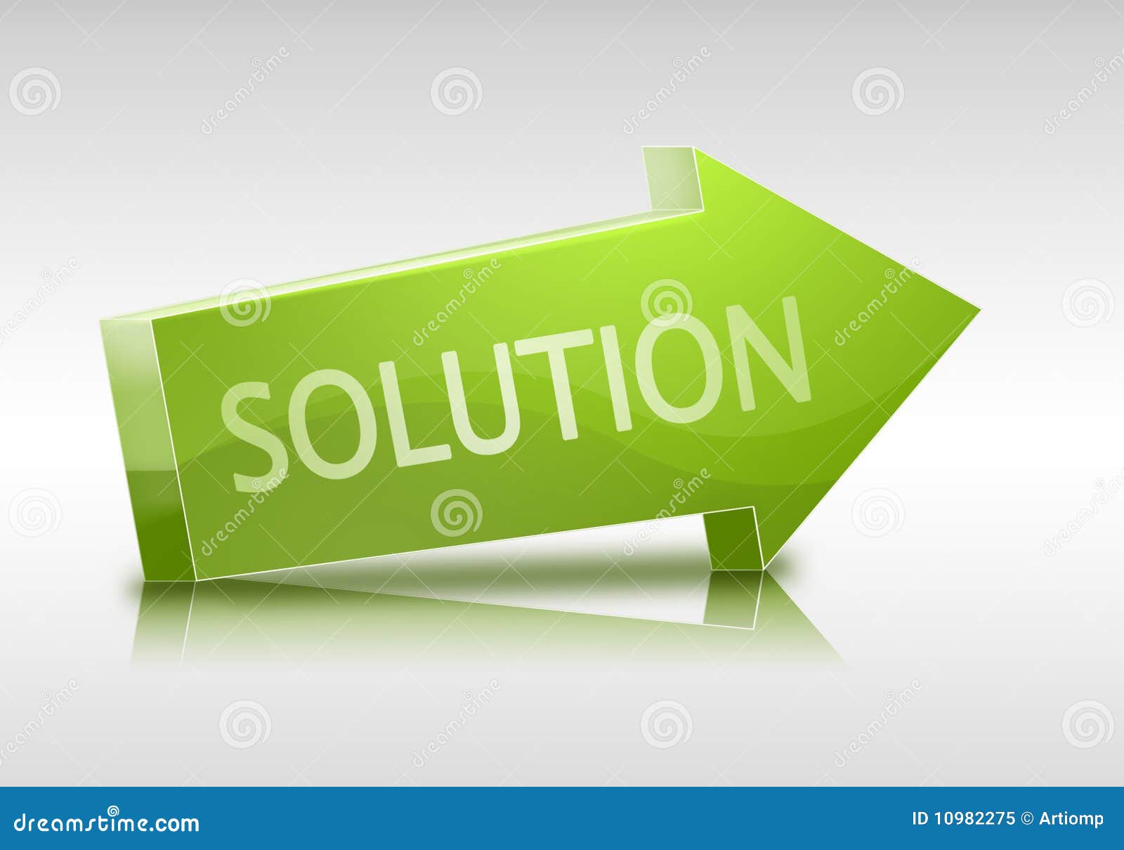 3D Solution Text in Arrow and Relfection Stock Illustration ...