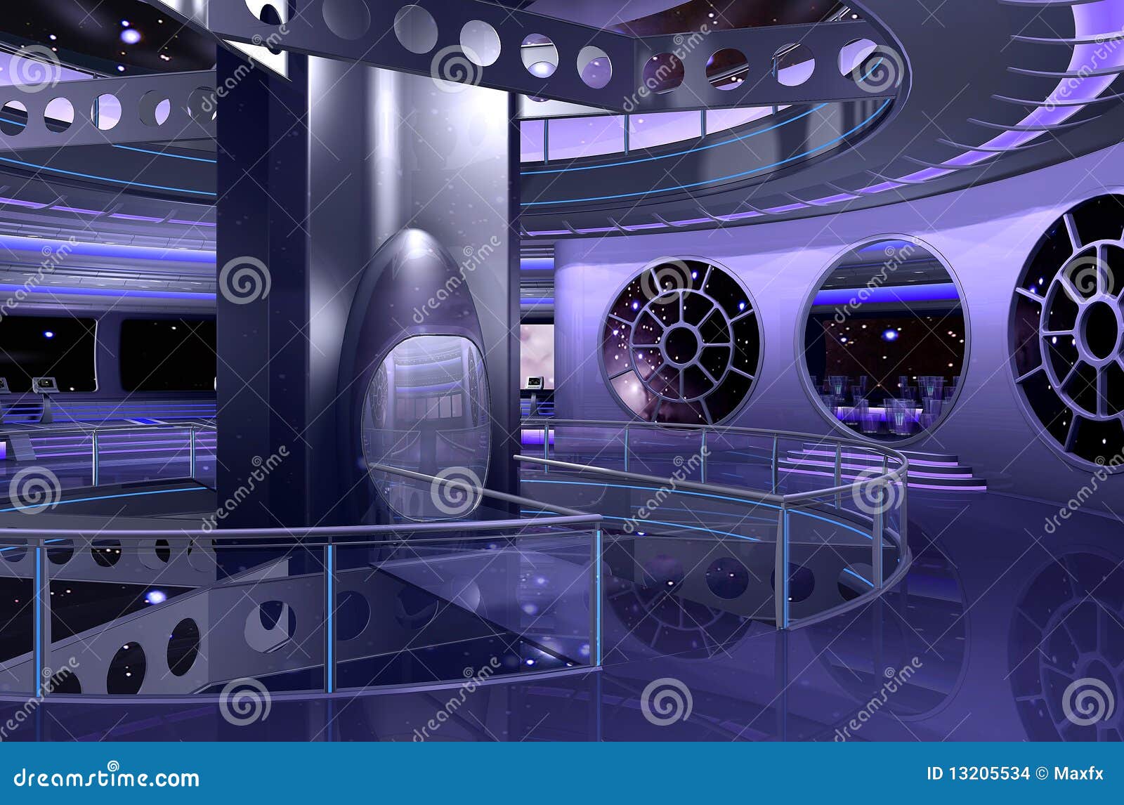 3D Spaceship Interior Rendering Stock Illustration - Illustration of ...