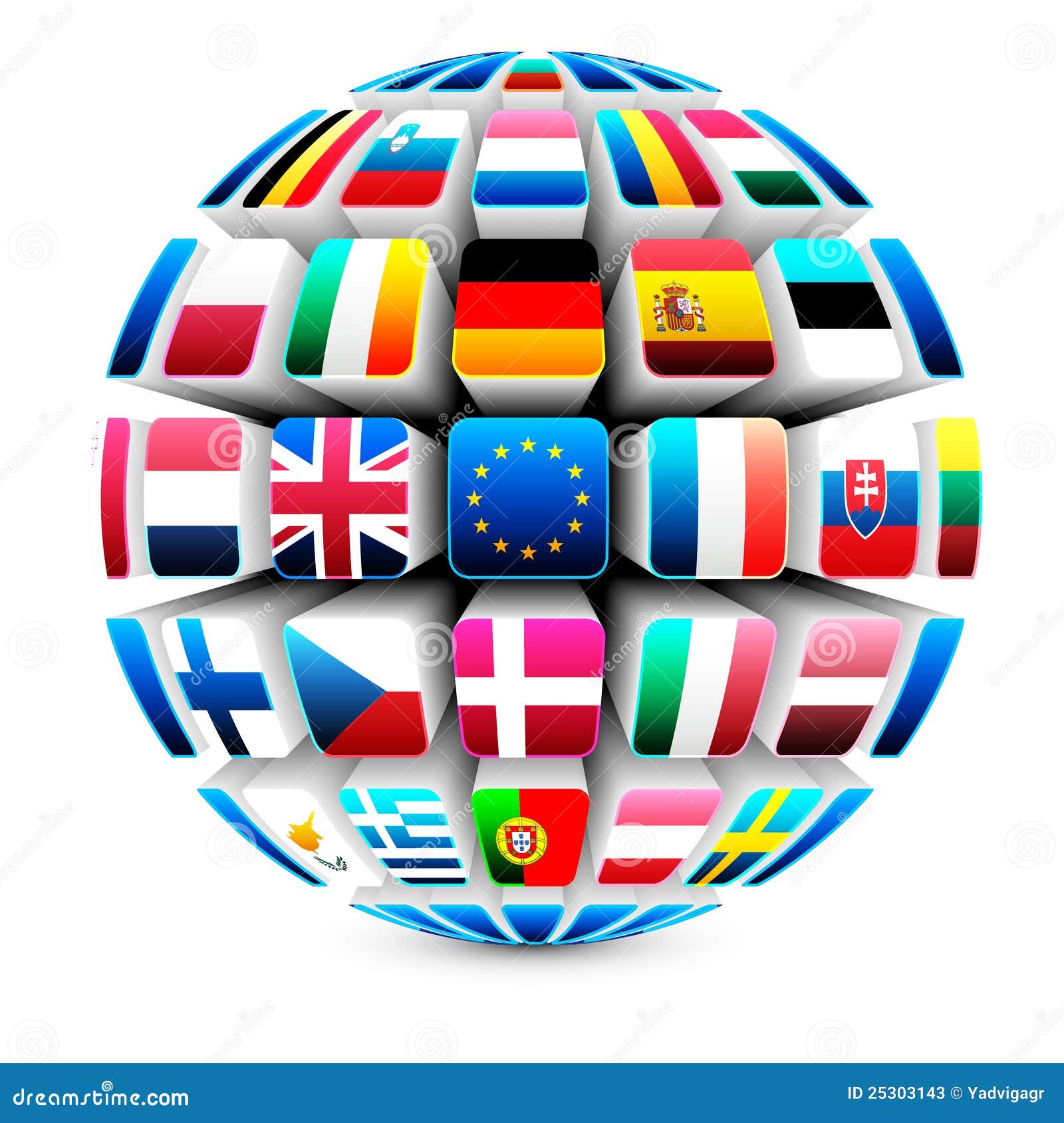 3d Sphere with 27 European Union Flags Stock Vector - Illustration of ...