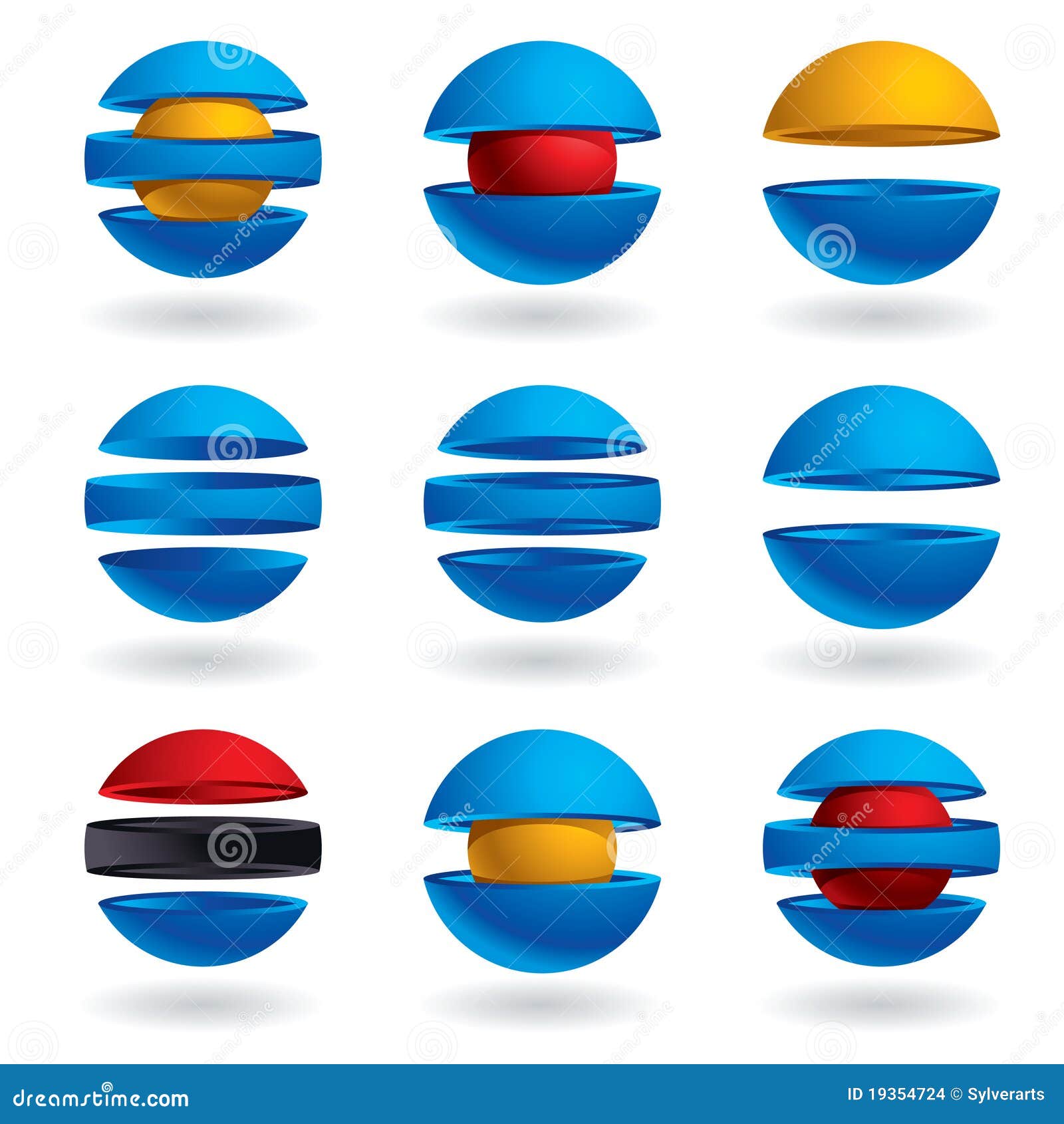 3d sphere icons set. stock vector. Illustration of collection - 19354724