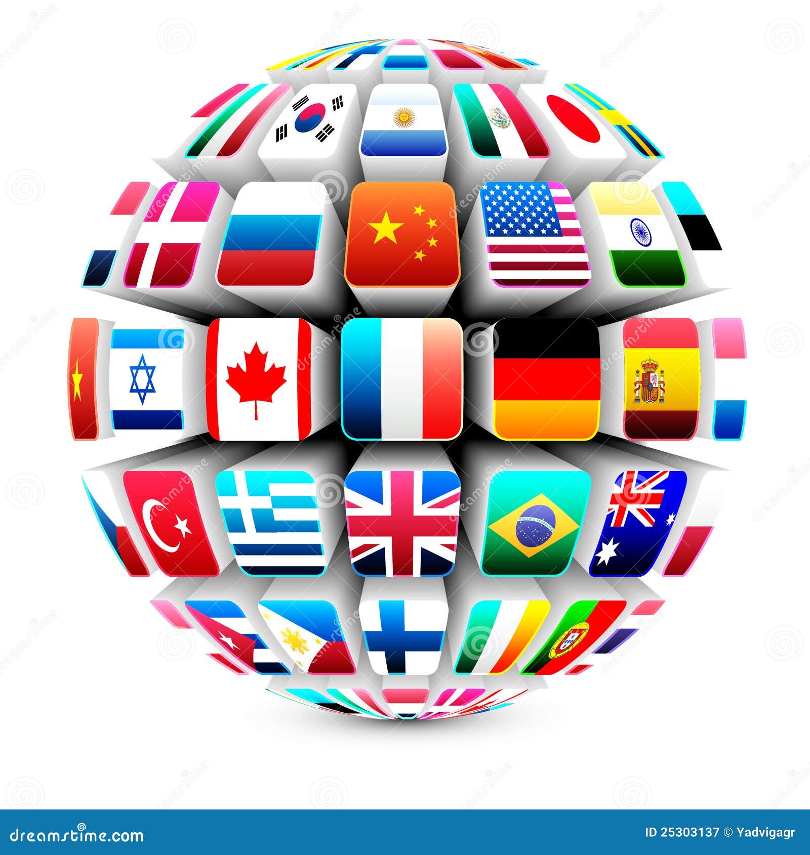 3d sphere with world flags stock vector. Illustration of geography ...