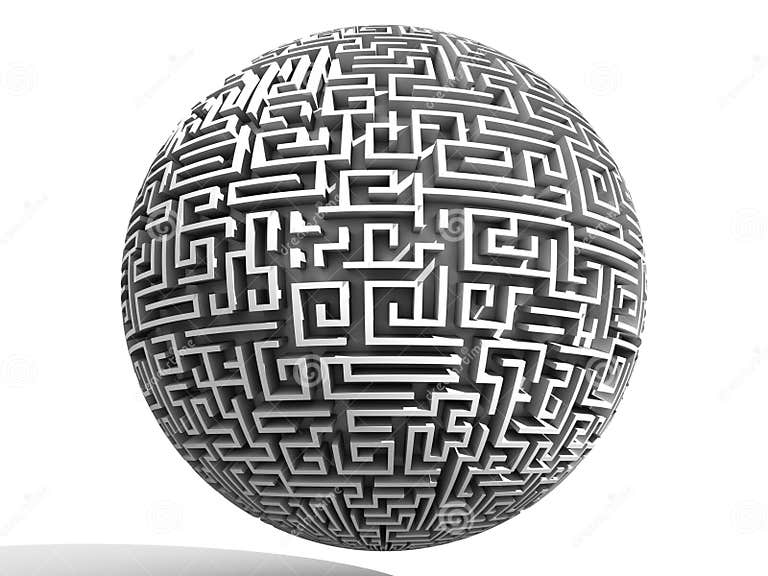 3D spherical labyrinth stock illustration. Illustration of finding - 8768133